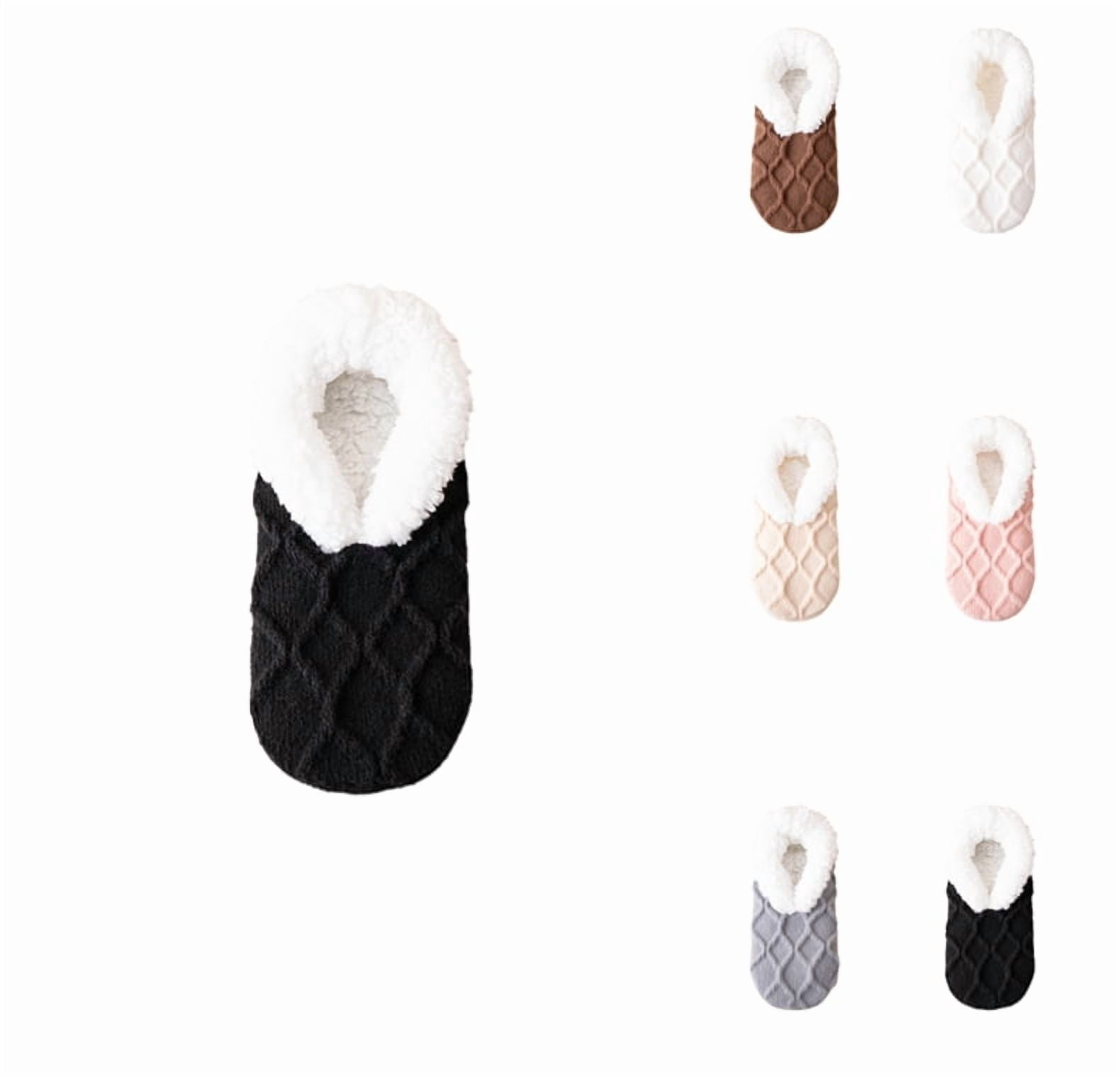 Cable Knit House Slippers for Women Indoor, Sherpa Fleece Lined Soft ...