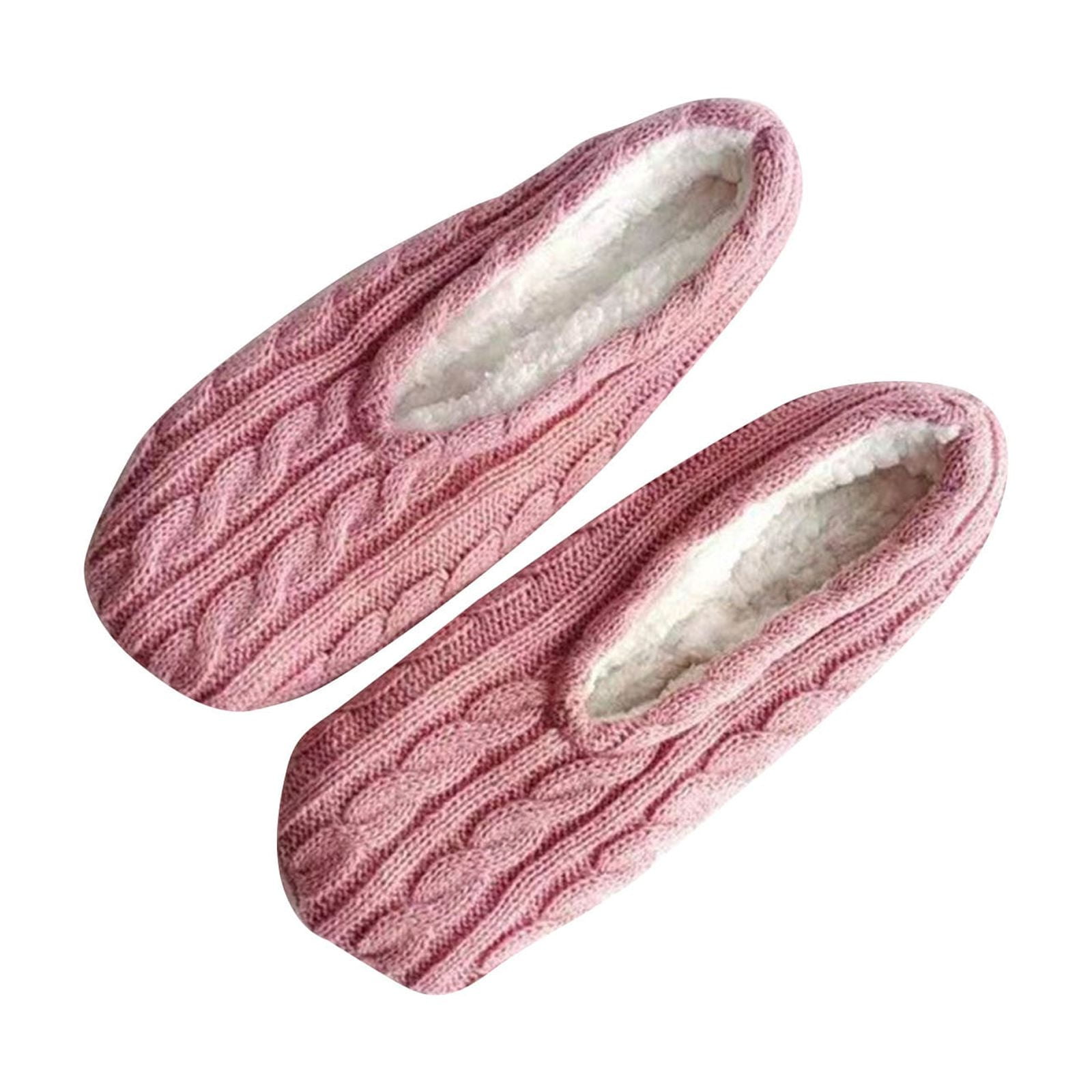 Cable Knit House Slippers for Women Indoor, Sherpa Fleece Lined Soft ...