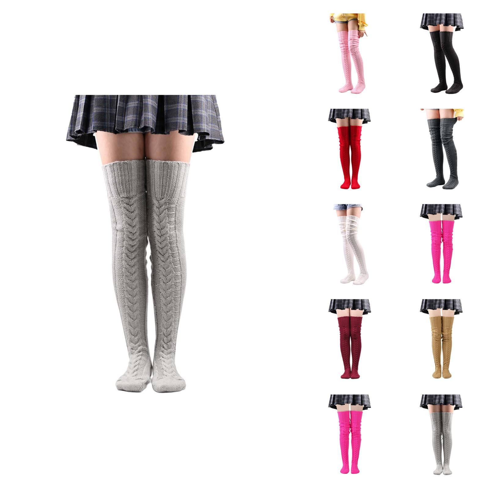 Cable Knit Over Knee Compression Socks for Women – Thick Warm Wool ...