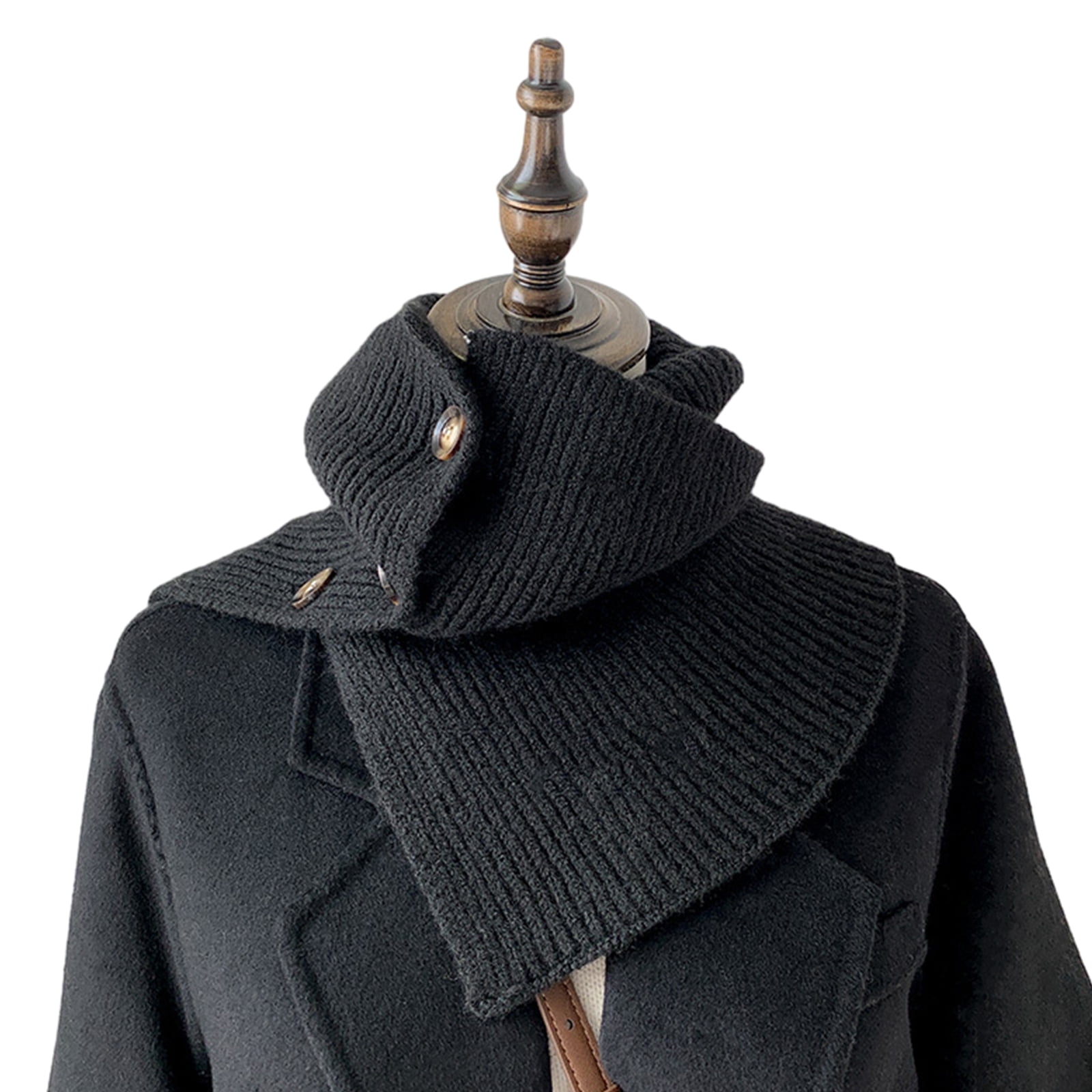 Cable Knit Wrap Button Scarf Winter Warm All-Matching Button Scarf Neck ...