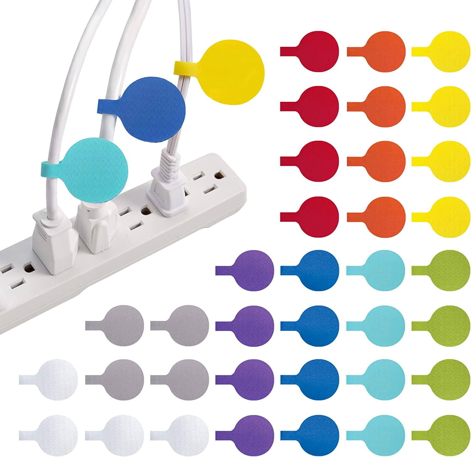 Cable Labels - - Circles, Multi-Color (36-Pack) - Color Coded Labels ...