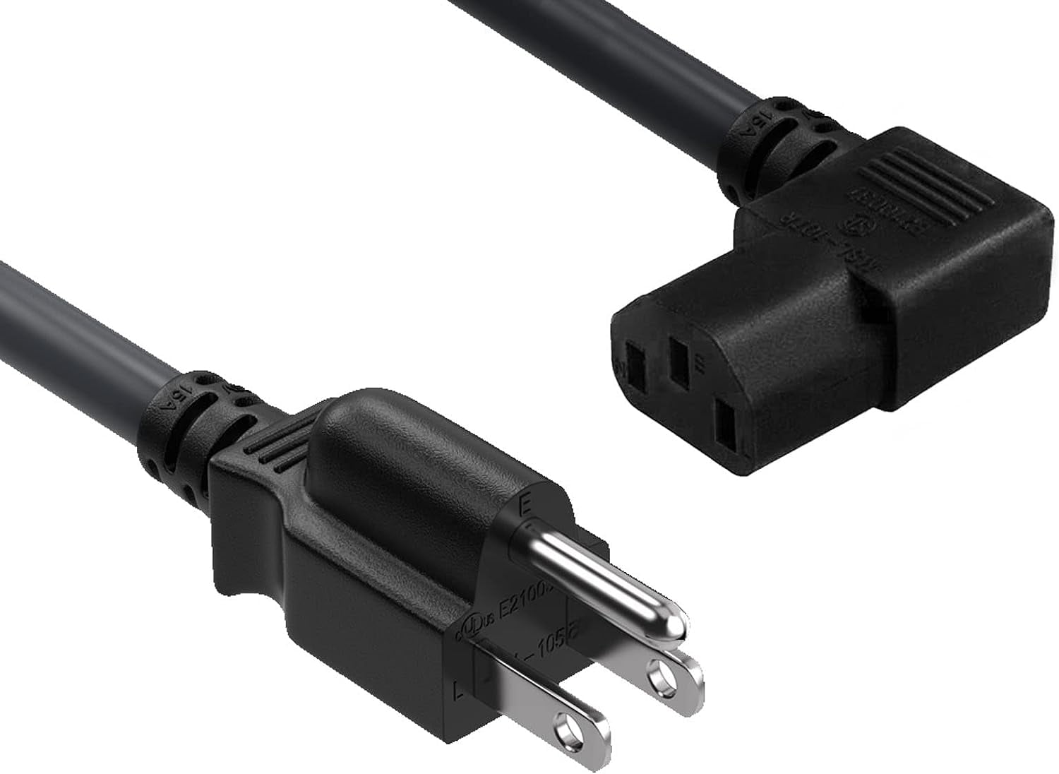 Cable Leader 15 ft 18 AWG Universal Right Angle Power Cord NEMA 5-15P ...