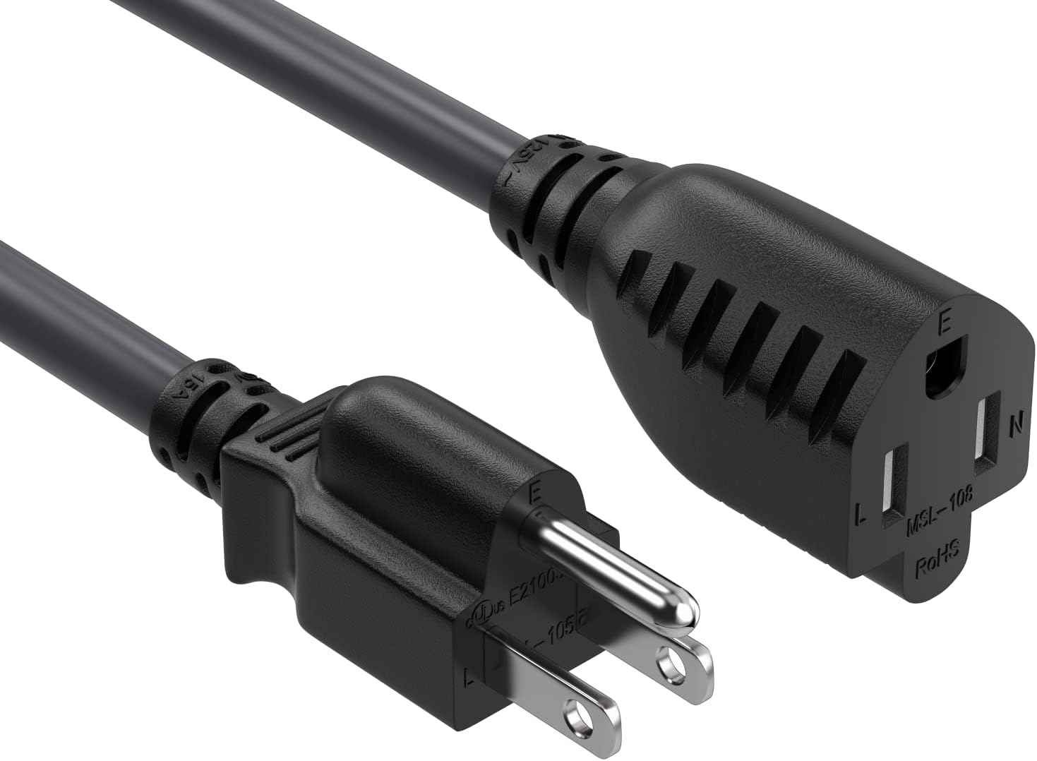 C2G 03137 18 AWG Outlet Saver Power Extension Cord - NEMA 5-15P to NEMA ...