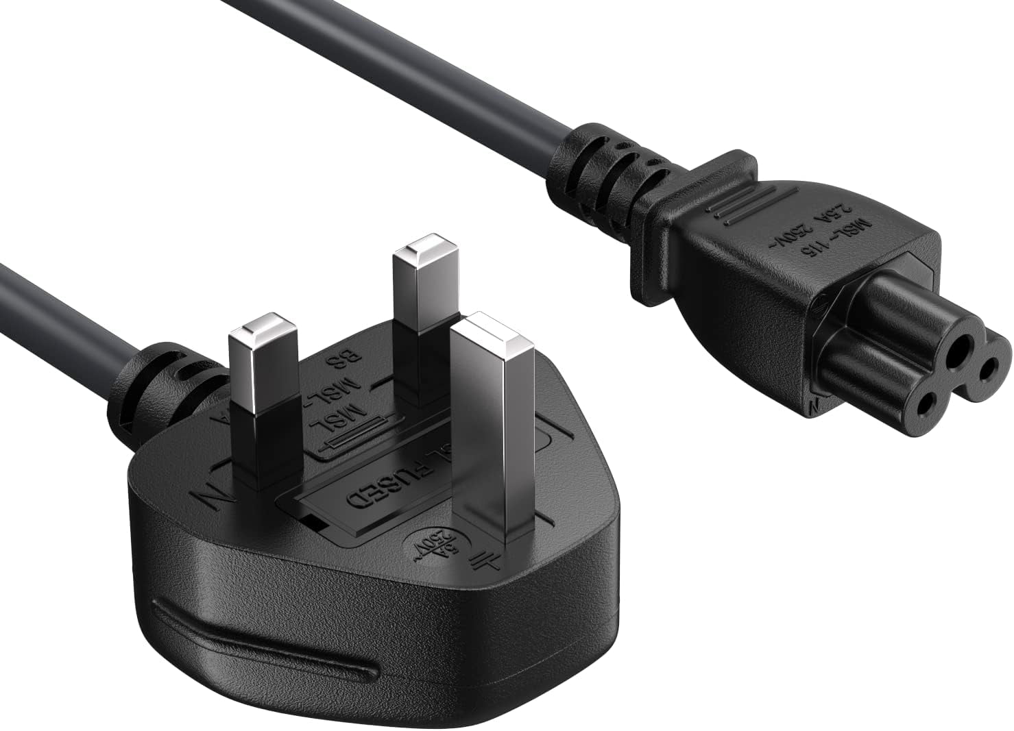 Cable Leader 3ft 18 AWG England Notebook Power Cord with 2.5A Fuse, IEC ...