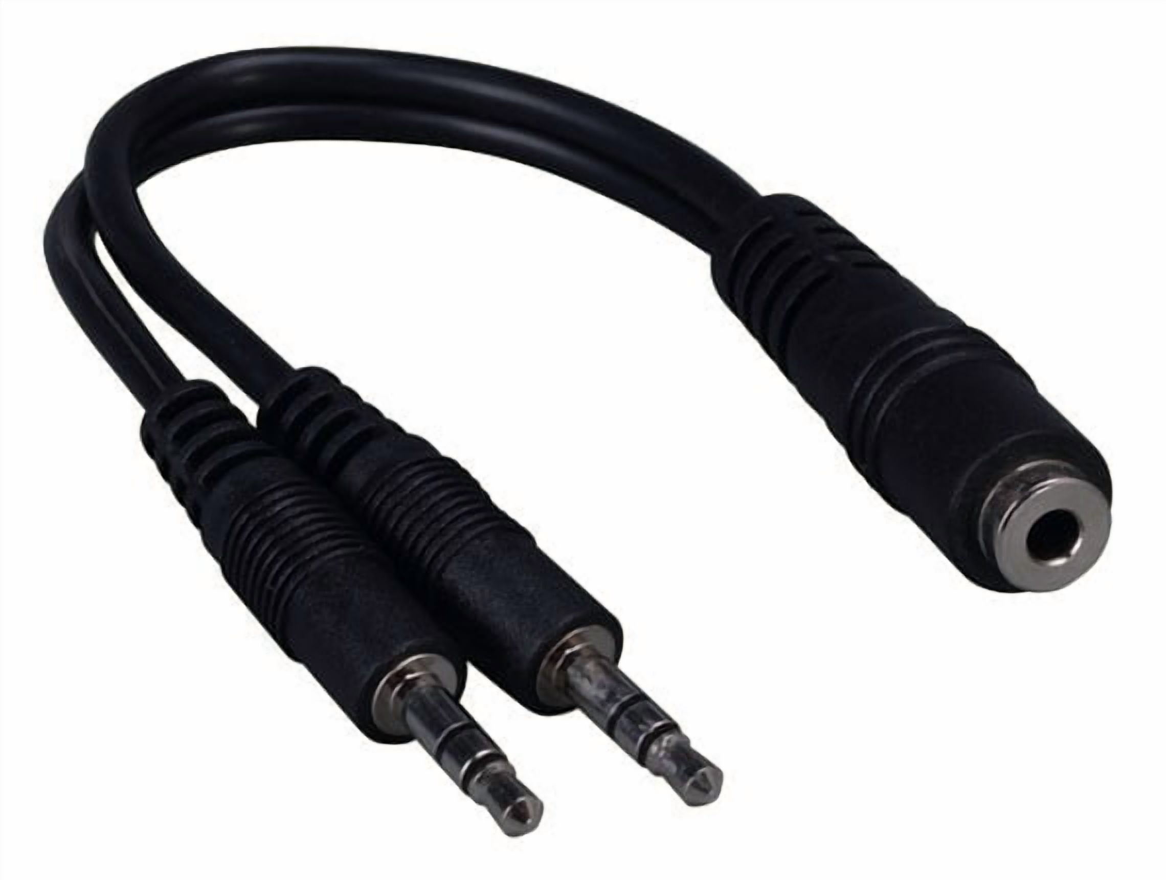 Cable Leader 6in 3.5mm Stereo Female to Two 3.5mm Stereo Male Audio ...
