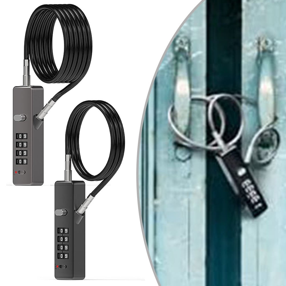 Cable Locks With 4-Digit Combination Lock With 3 Steel Rope Push Bar ...