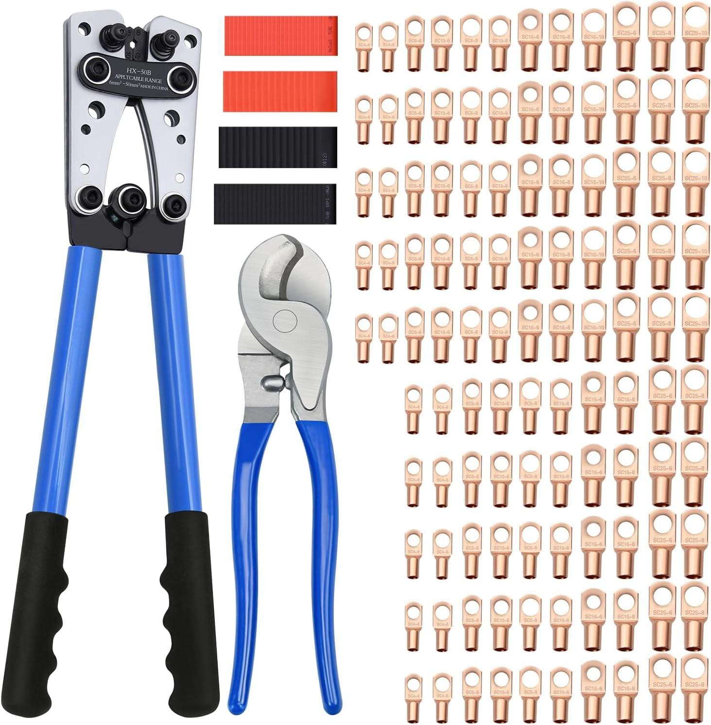 Cable Lug Crimping Tool with 170pcs Copper Wire Lugs, Wire Crimping ...