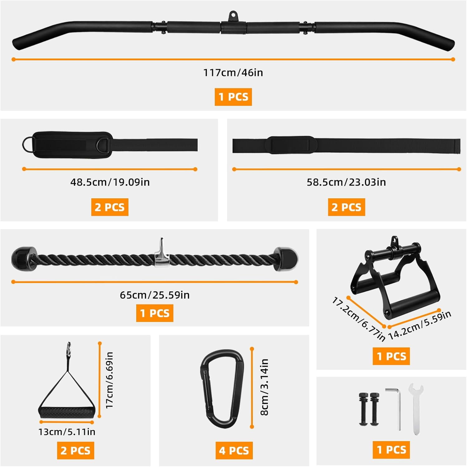 Cable Machine Attachment Set for Gym,LAT Pulldown Attachment,Home Gym ...
