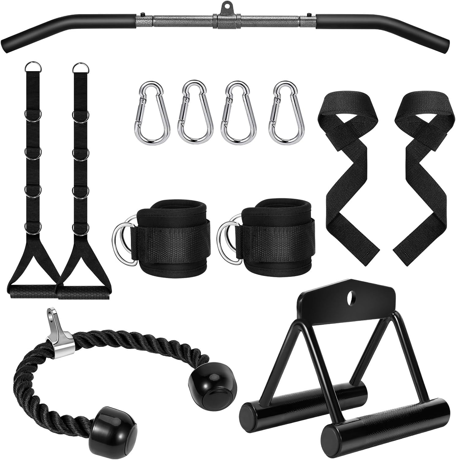 Cable Machine Attachments Set: LAT Attachments Bar for Home Gym ...