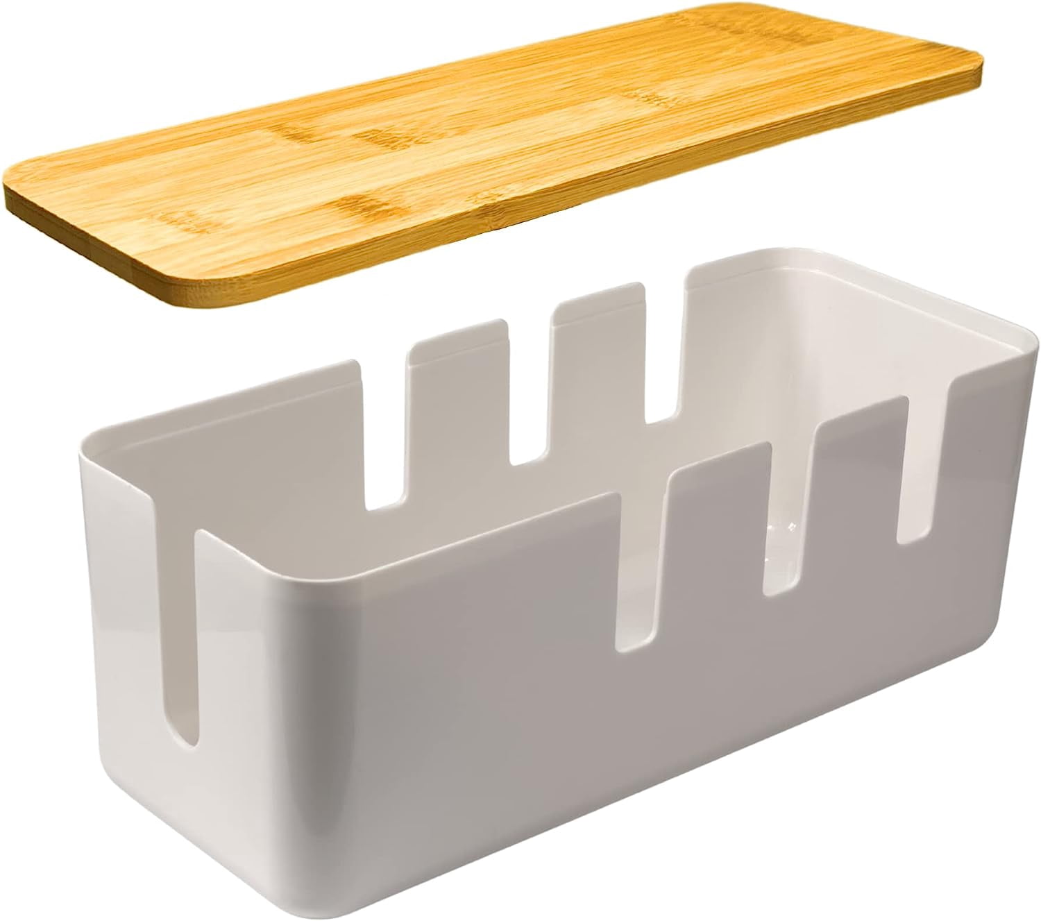 Cable Management Box, 7 Holes, 12x5x4.5 inches, Wooden Lid Cable ...