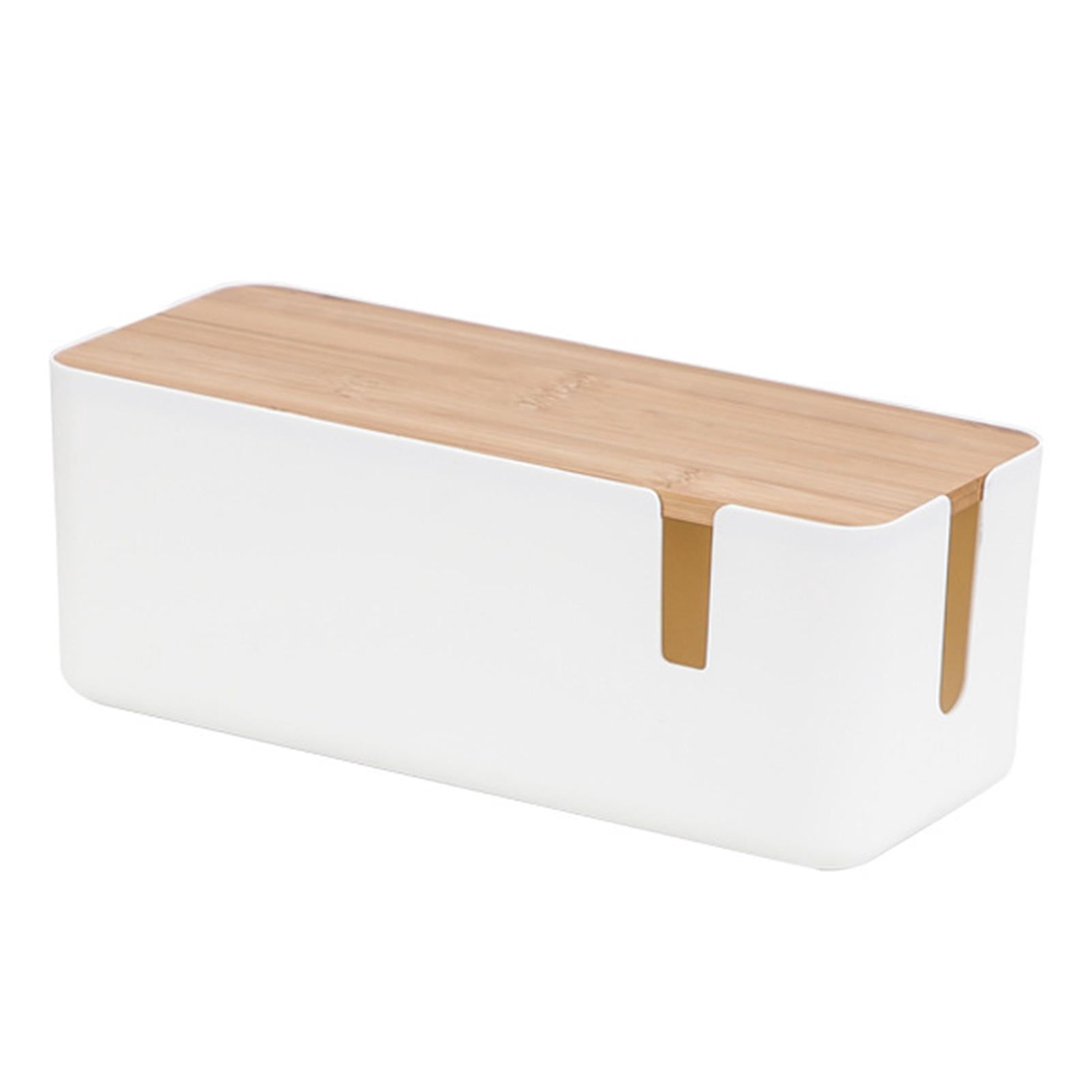 Cable Management Box, Bamboo Lid Cord Organizer Box to Hide Power Strip ...