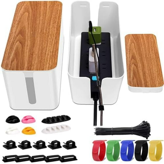 Cable Management Box Cable Management Kit for Power Strip to Hide Wires,Cord Organizer Boxes ...