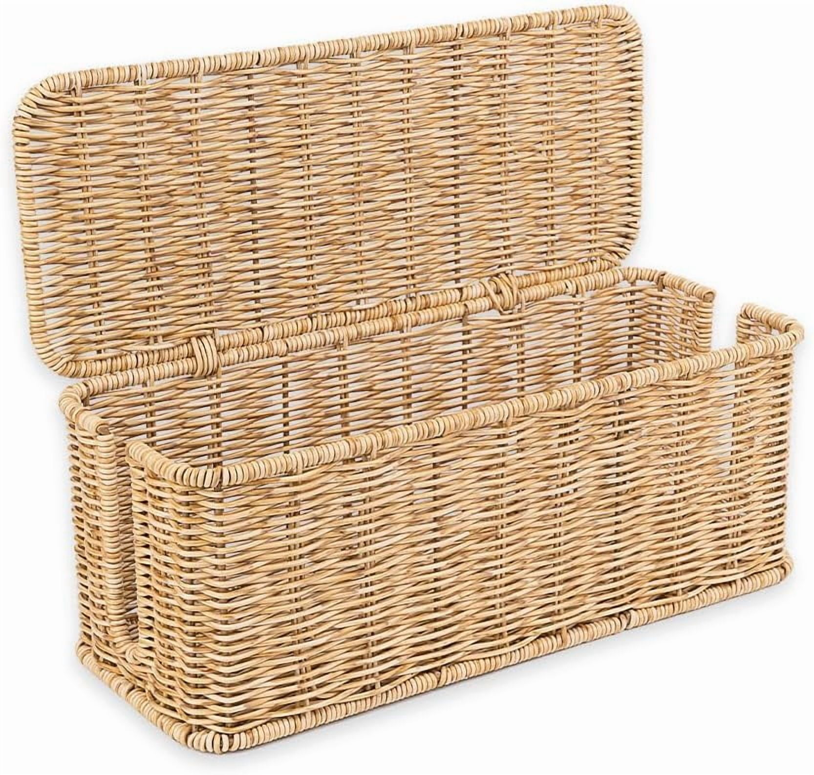 Cable Management Box, Handmade Rattan Cable Organizer, 2 Open Slots ...