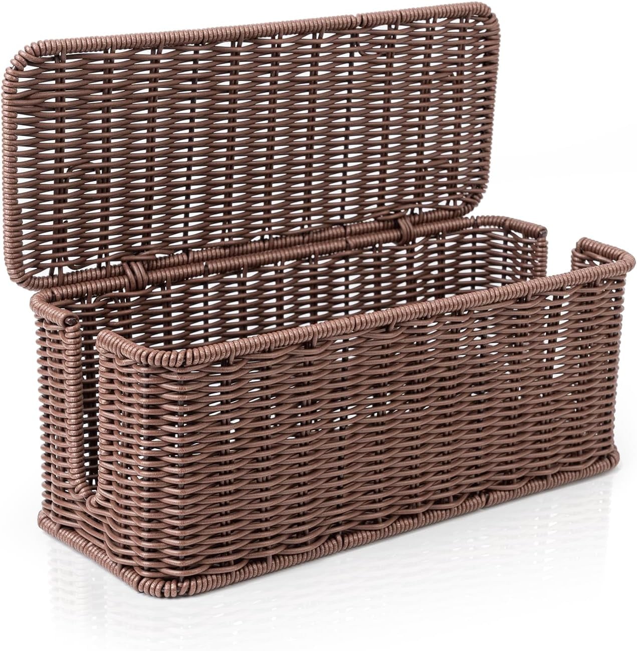 Cable Management Box, Handmade Rattan Cable Organizer, 2 Open Slots ...