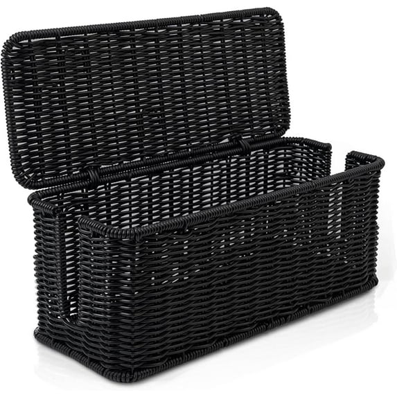 Cable Management Box, Handmade Rattan Cable Organizer, 2 Open Slots ...