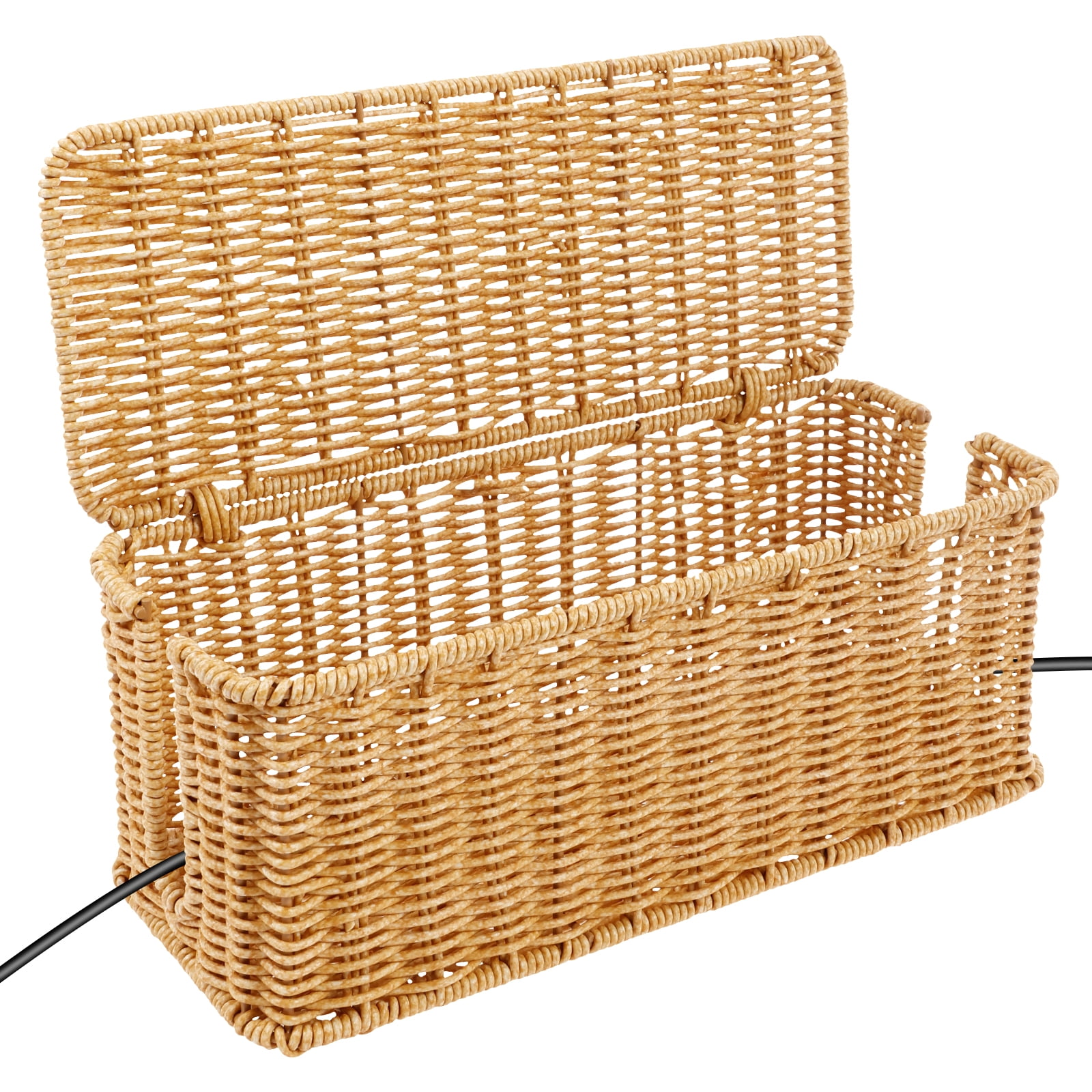 Cable Management Box Large Capacity Basket Holder Imitation Rattan Cord ...