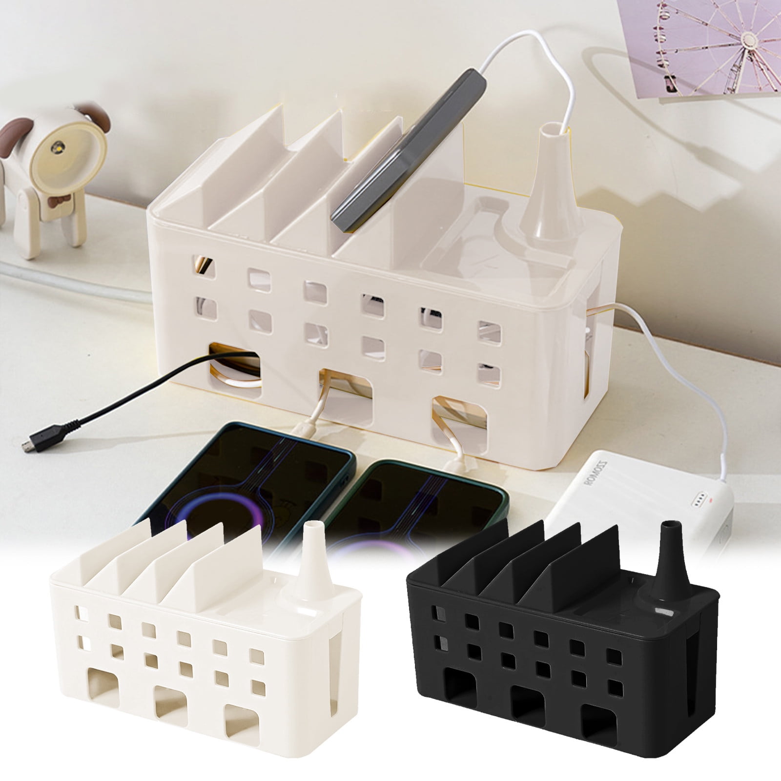Cable Management Box, Power Strip Organizer, Wall-Mounted + Adjustable ...