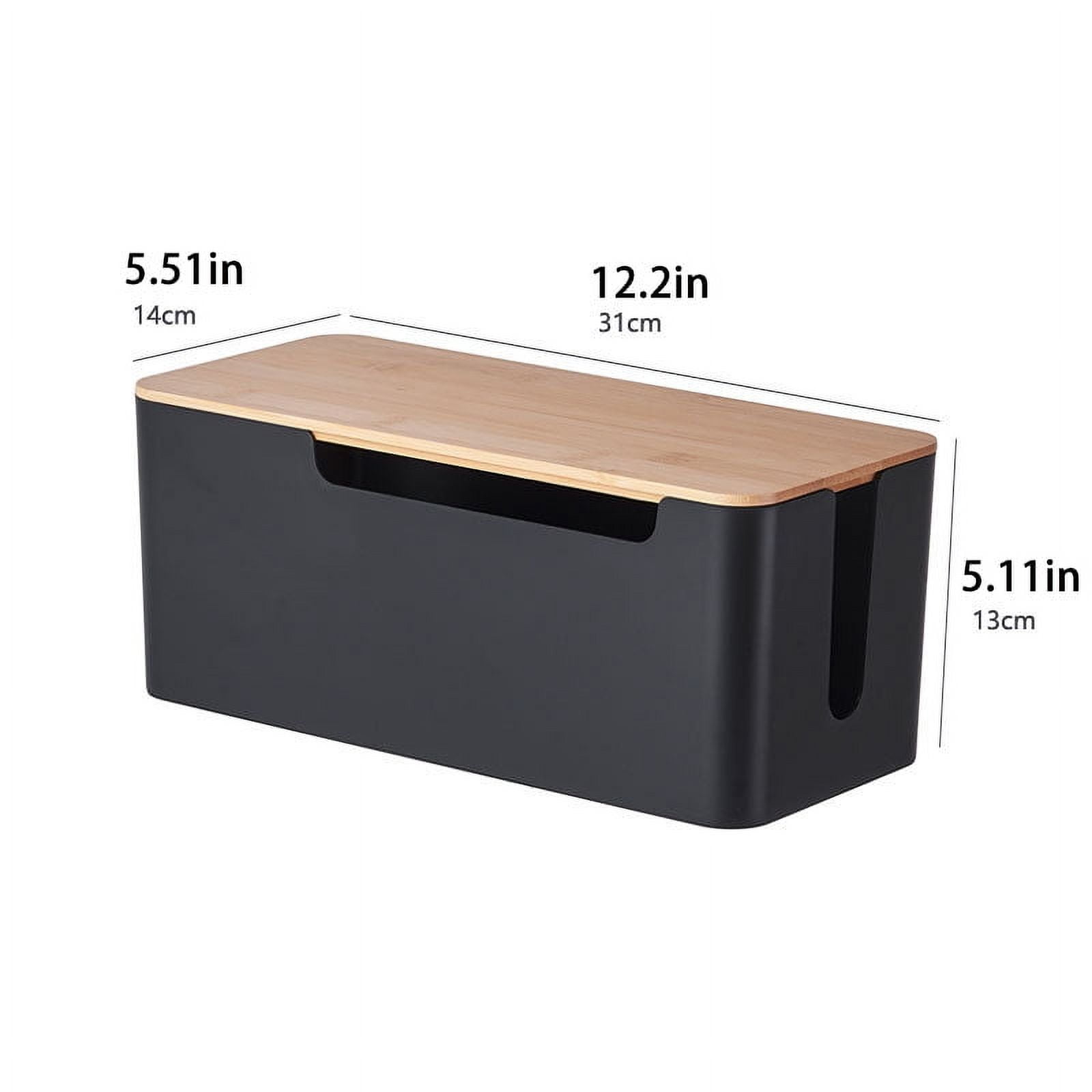 Cable Management Box with Bamboo Lid for Extension Cord Power Stripe ...