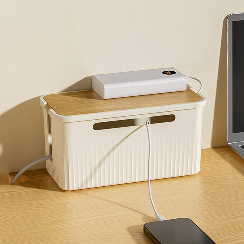 Cable Management Box with Lid to Hide Wires& Power Strips Desk Computer ...