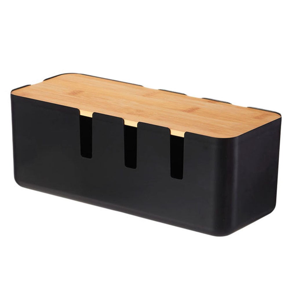 Cable Management Box with Wooden Lid 30.4 x 12.3 x 11.6 cm Cable ...