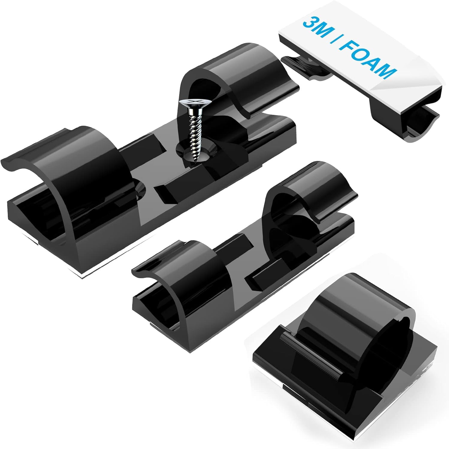 Cable Management Clips Black (Assorted Sizes, 60 PCS), Adhesive Cord ...