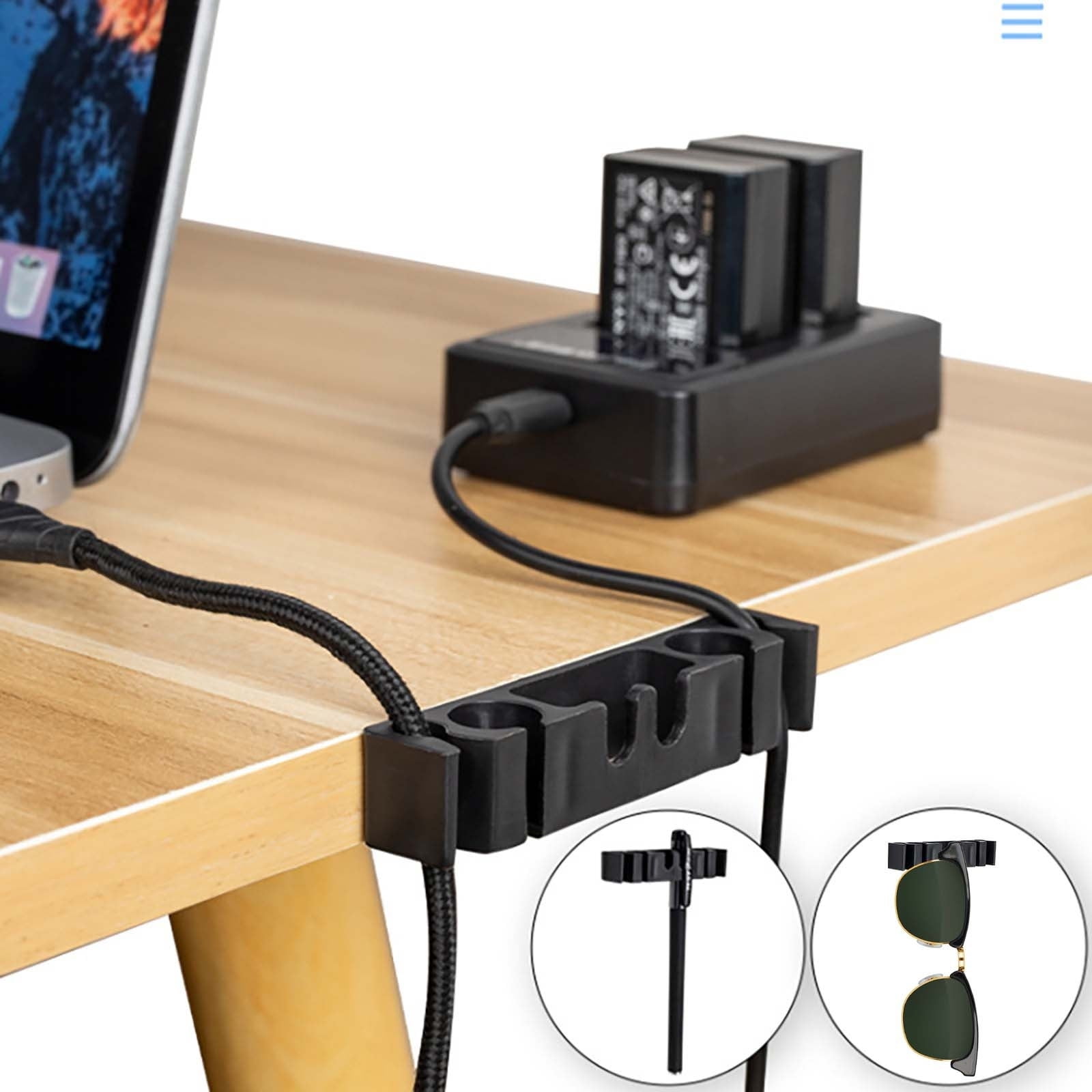 Cable Management Desk Organizer, Multi-Purpose Cord Holder, Adjustable ...