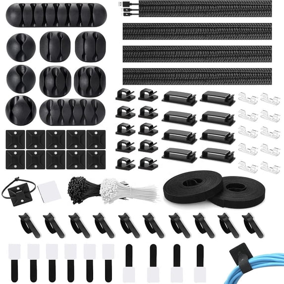 Cable Management Kit 273 PCS, Wire Organizer Sleeves, Cord Clips ...