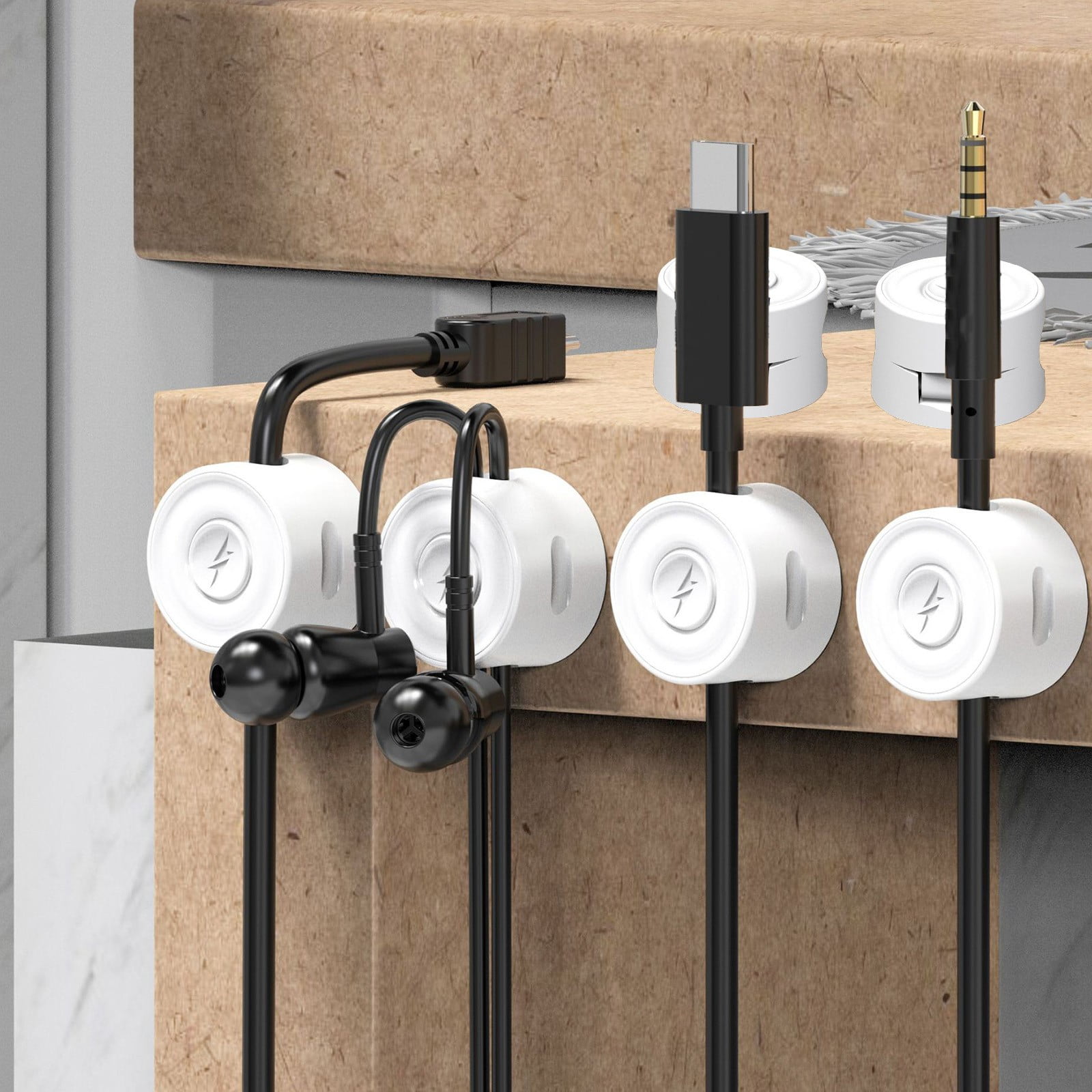 Cable Management Organizer, Magnetic Desk Cable Clip, 6-pack Set, Round ...