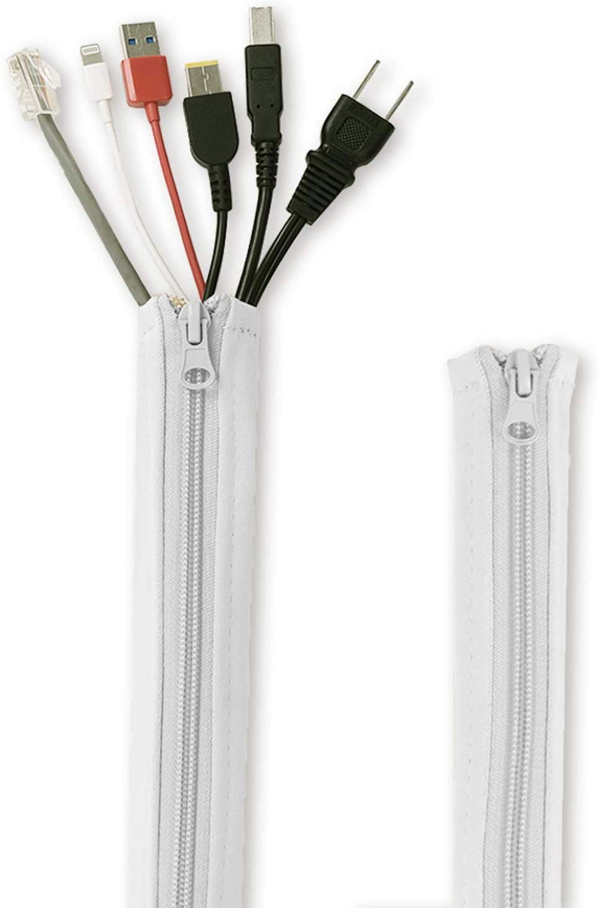 Cable Management Sleeve with Zip-up - 39 Inch Durable Adjustable Cord ...