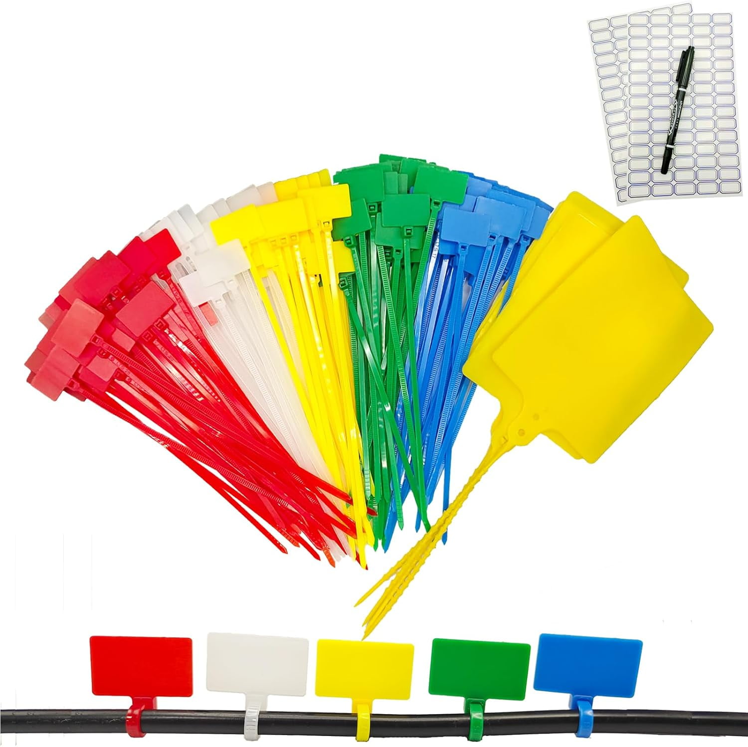 Cable Marker Tie Tags, 154Pcs Self-Locking Zip Tags Write on Label ...