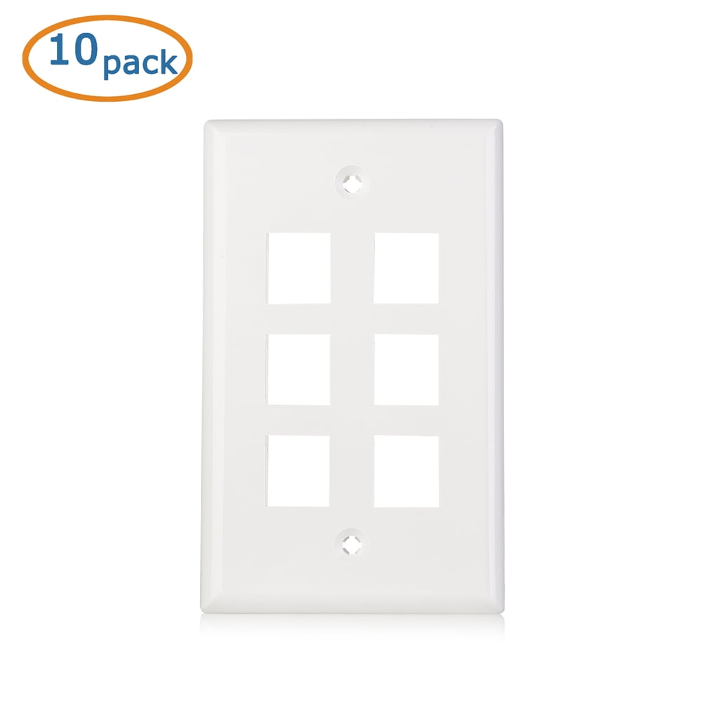 Cable Matters 10-Pack Low Profile 6-Port Cat5e, Cat6 Keystone Jack Wall ...