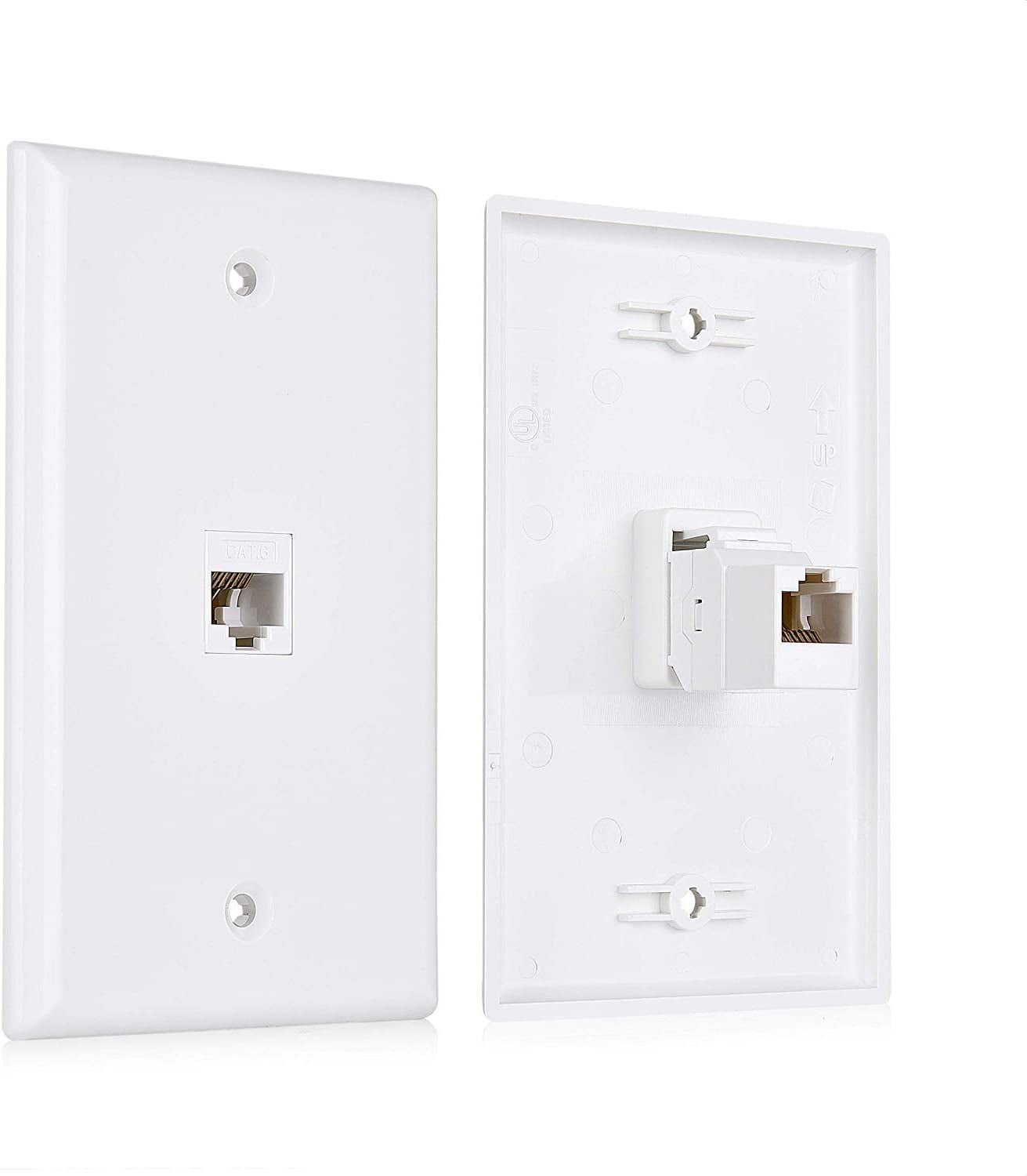 Cable Matters 2-Pack 1-Port Keystone Jack Wall Plate with Cat6 RJ45 ...