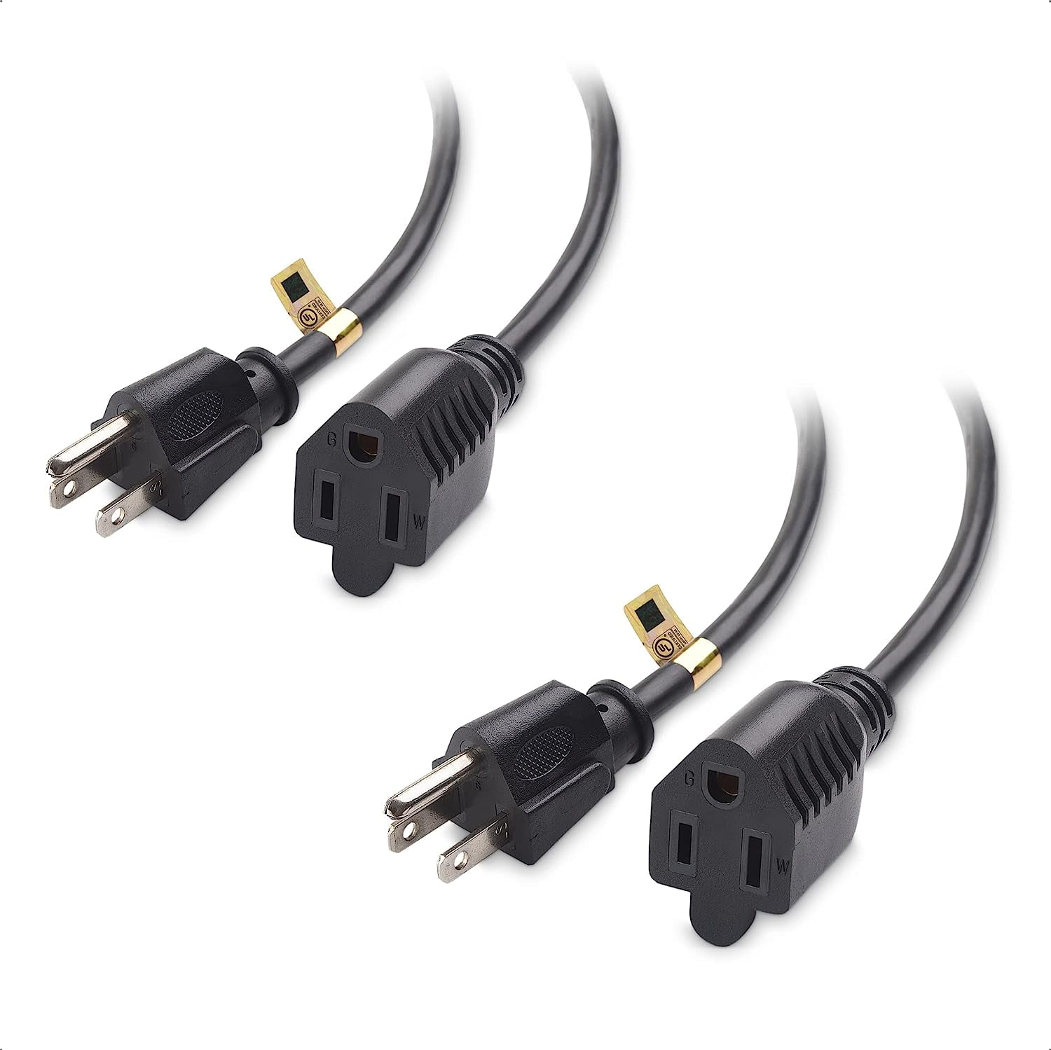 Cable Matters 2-Pack 16 AWG Heavy Duty AC Power Extension Cord (Power ...