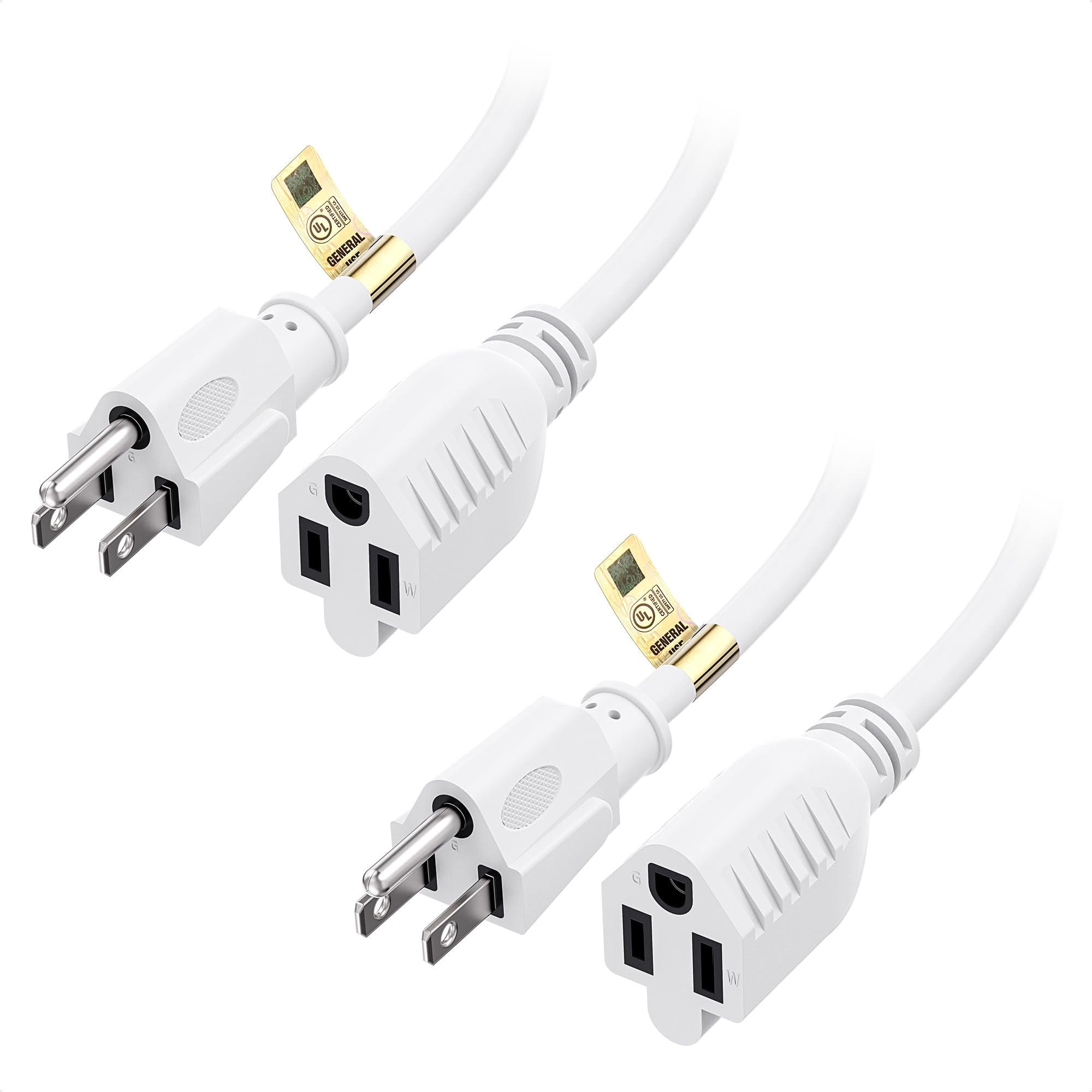 Cable Matters 2-Pack 16 AWG Heavy Duty Power Extension Cord 6 ft in ...
