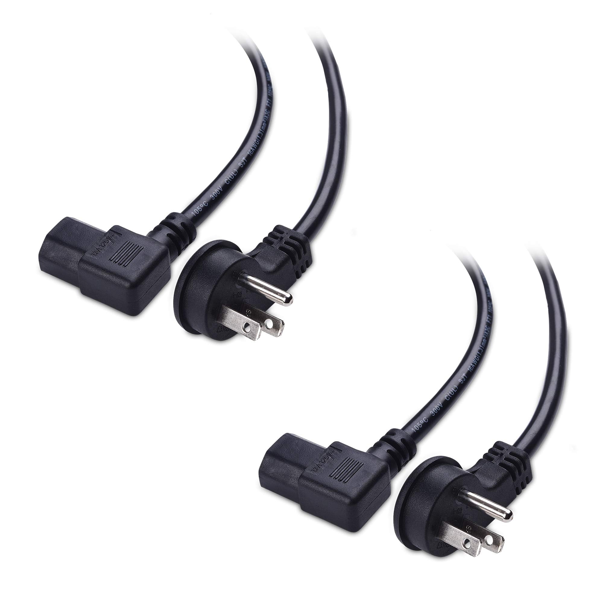 Cable Matters 2-Pack 16 AWG Low Profile Right Angle Power Cord 90 ...