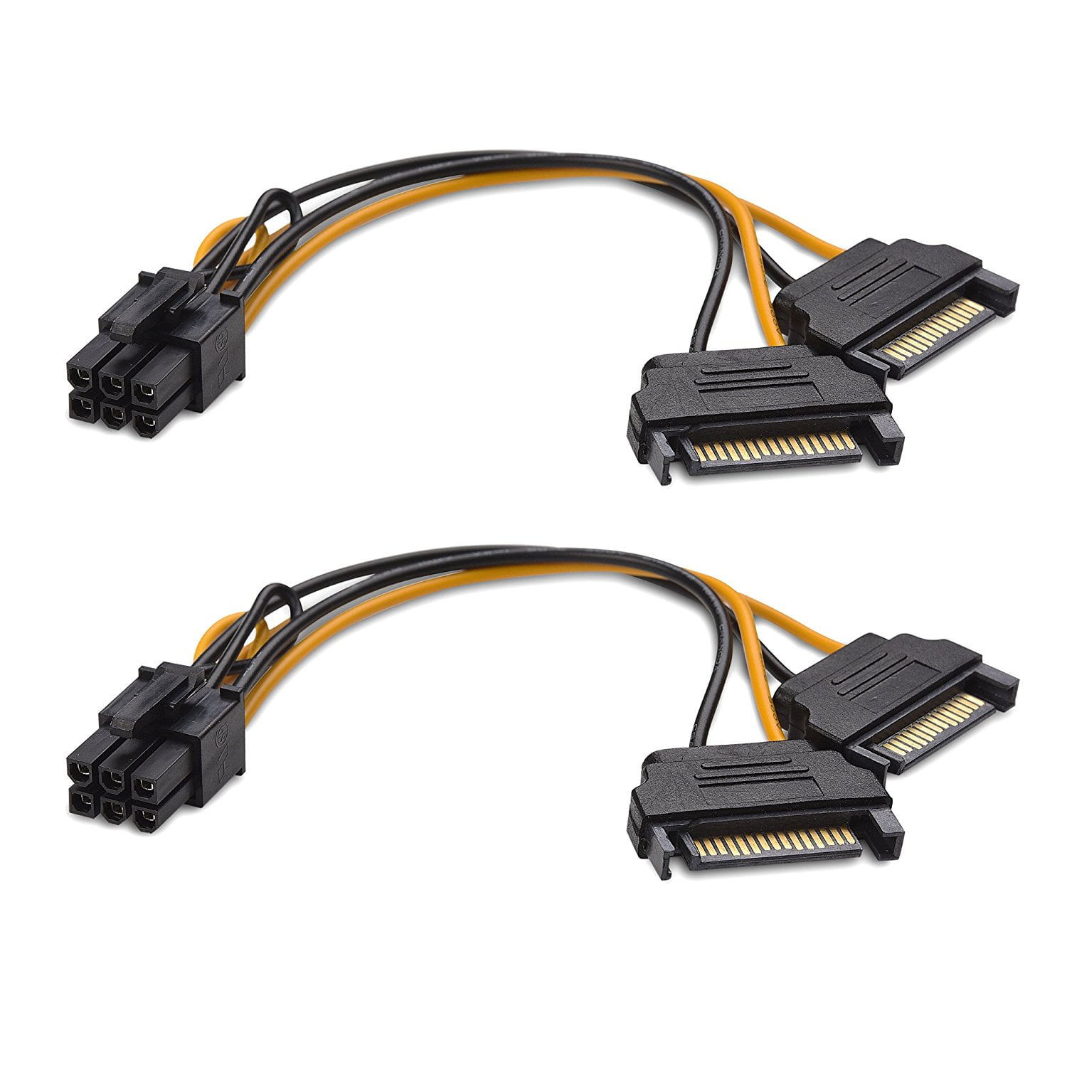Cable Matters 2-Pack 6 Pin to SATA Power Cable (SATA to 6 Pin PCIe) - 8 ...