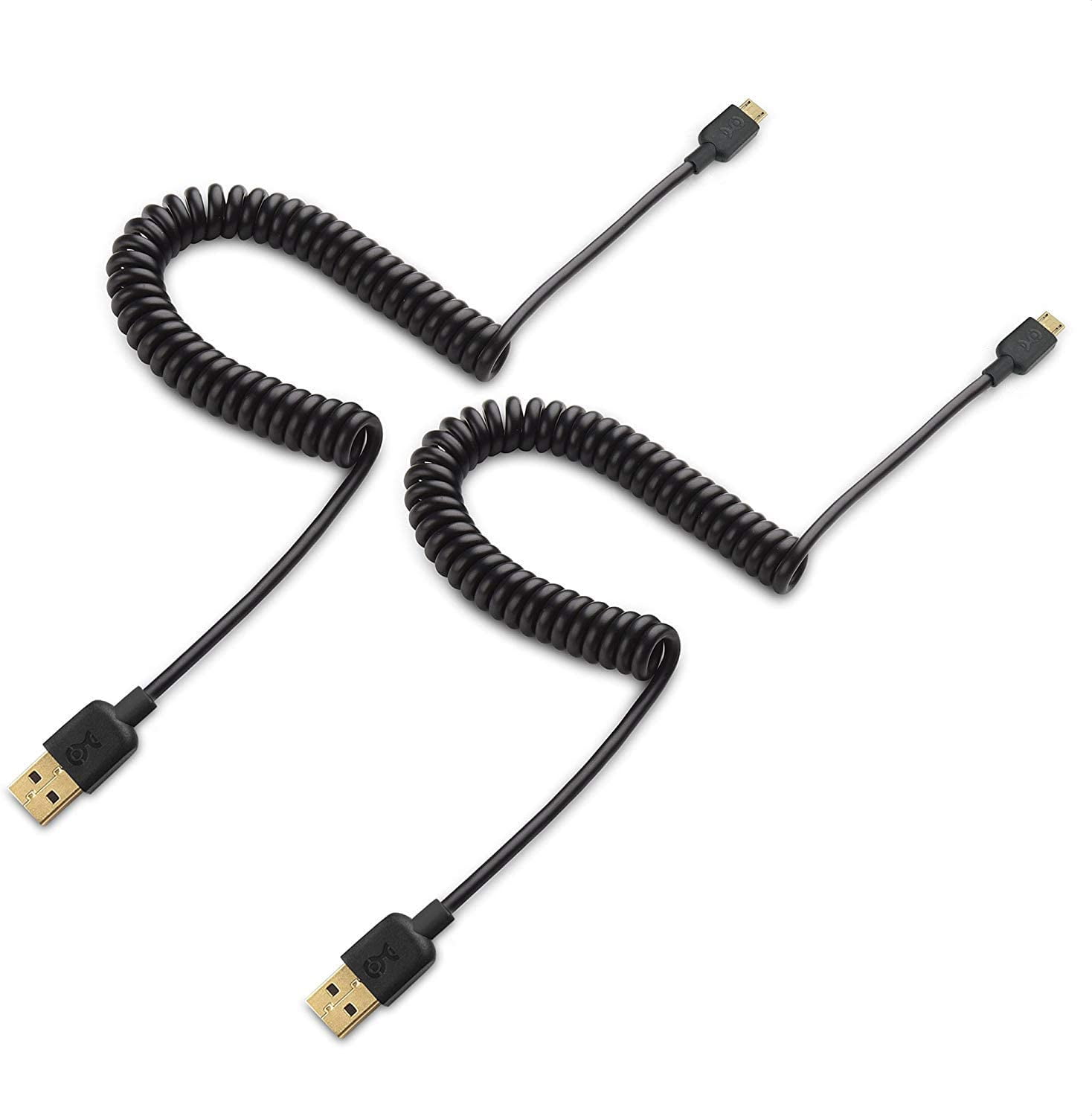 Cable Matters 2-Pack Coiled USB Cable (Coiled Micro USB to USB 2.0) 2-4 ...