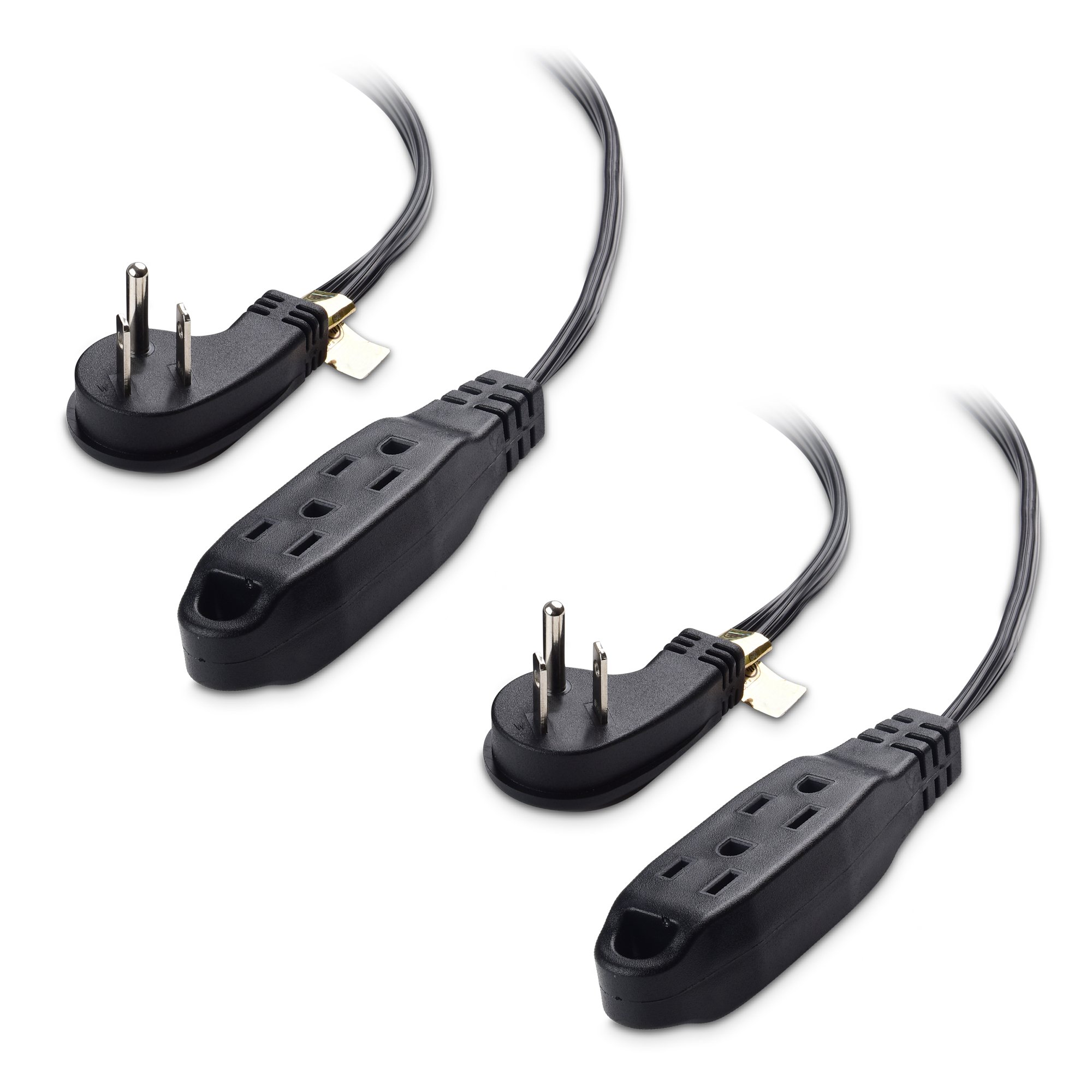 Cable Matters 2-Pack Flat 3 Outlet Extension Cord 10 ft with Space ...