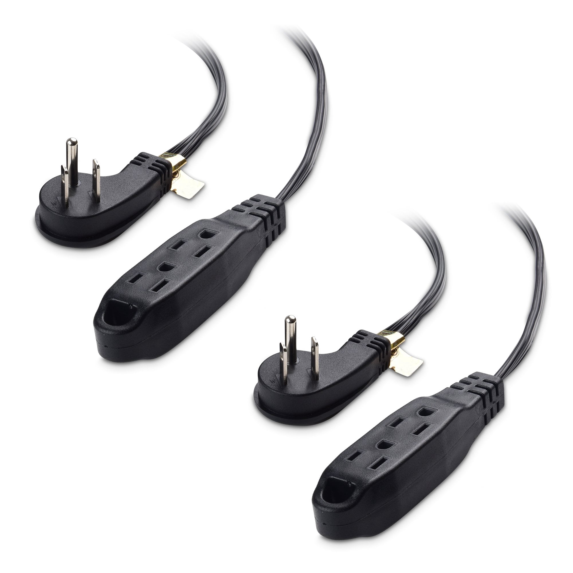 Cable Matters 2-Pack Flat 3 Outlet Extension Cord 15 ft with Space ...