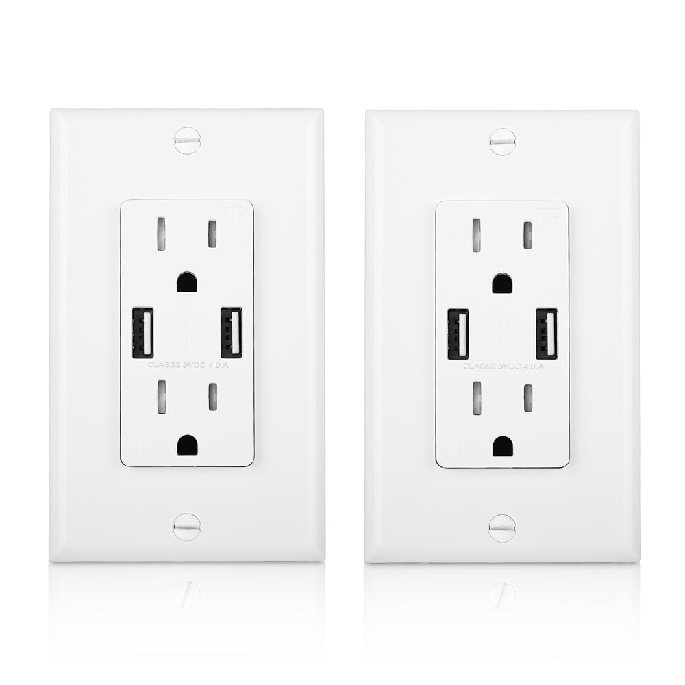 Cable Matters 2-Pack Tamper Resistant 15A Duplex Outlet with USB ...