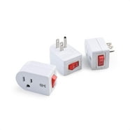 Wideskall 3 Prong Grounded Triple Electrical Plug-In Adapter with On ...