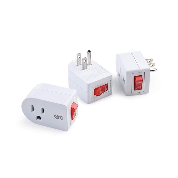 Cable Matters 3 Pack Grounded Outlet with ON Off Switch, Single Outlet ...