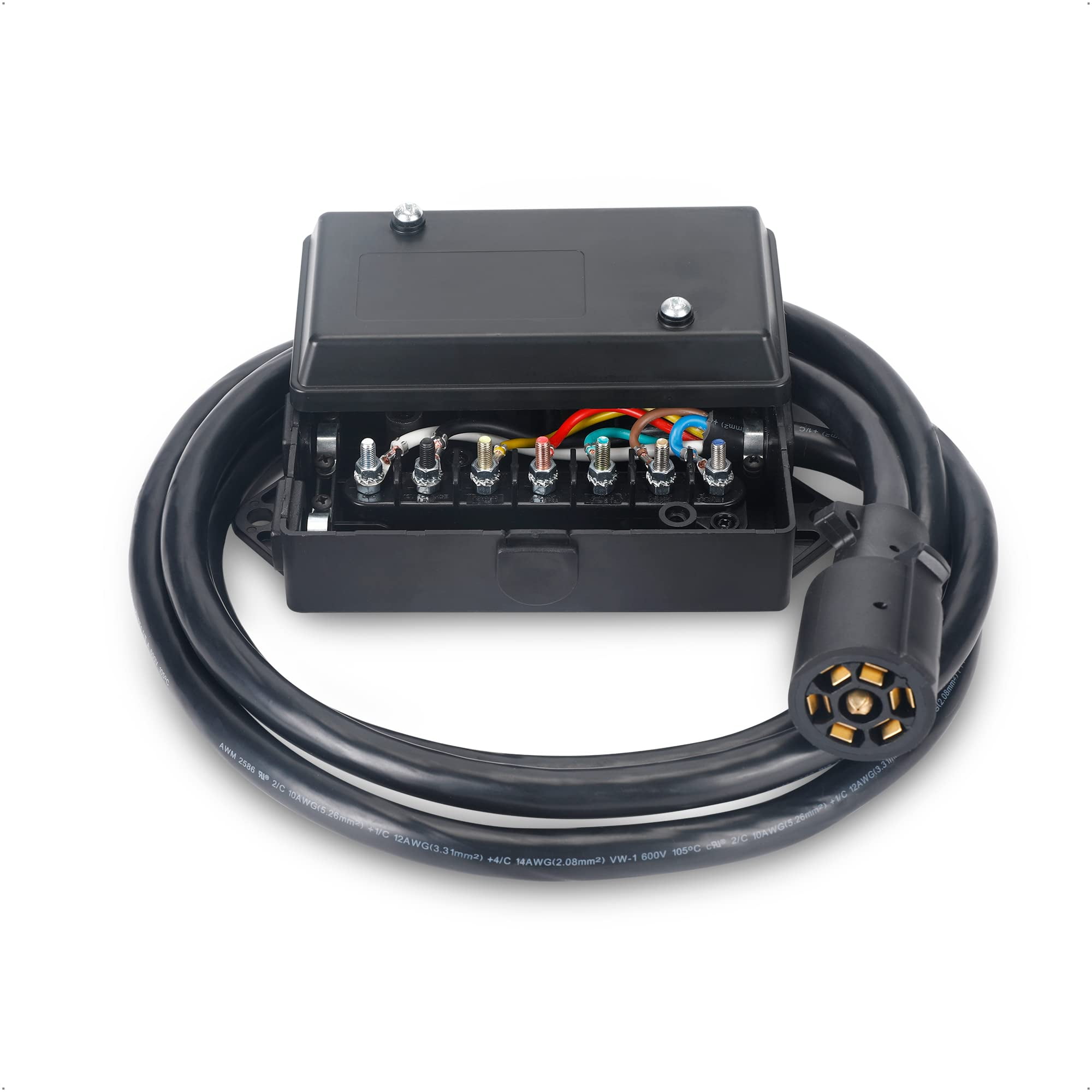 Cable Matters 7-Way Trailer Wire Harness 8ft with Junction Box for ...