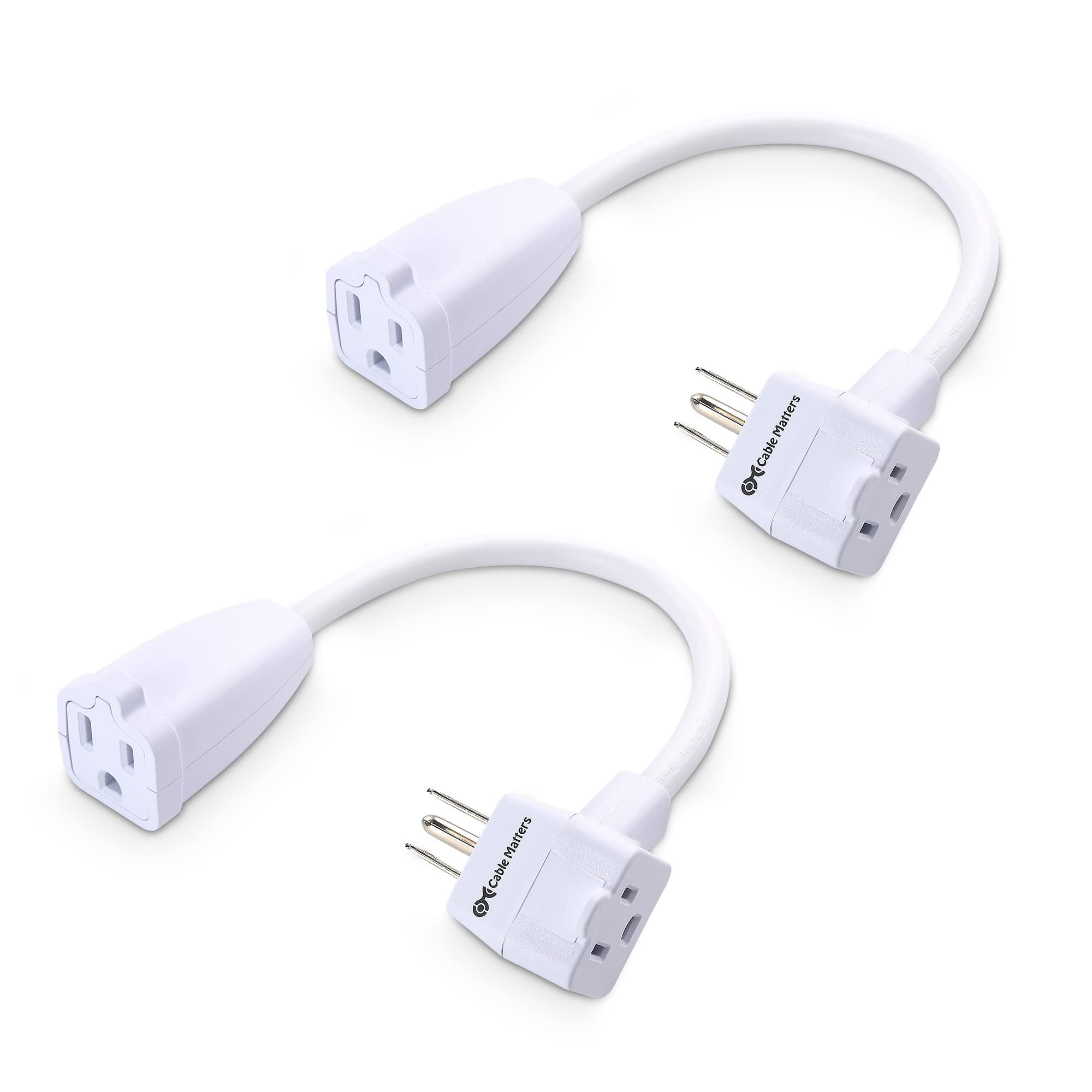Cable Matters [ETL Listed] 2-Pack 2-Outlet Short Extension Cord 1 ft ...