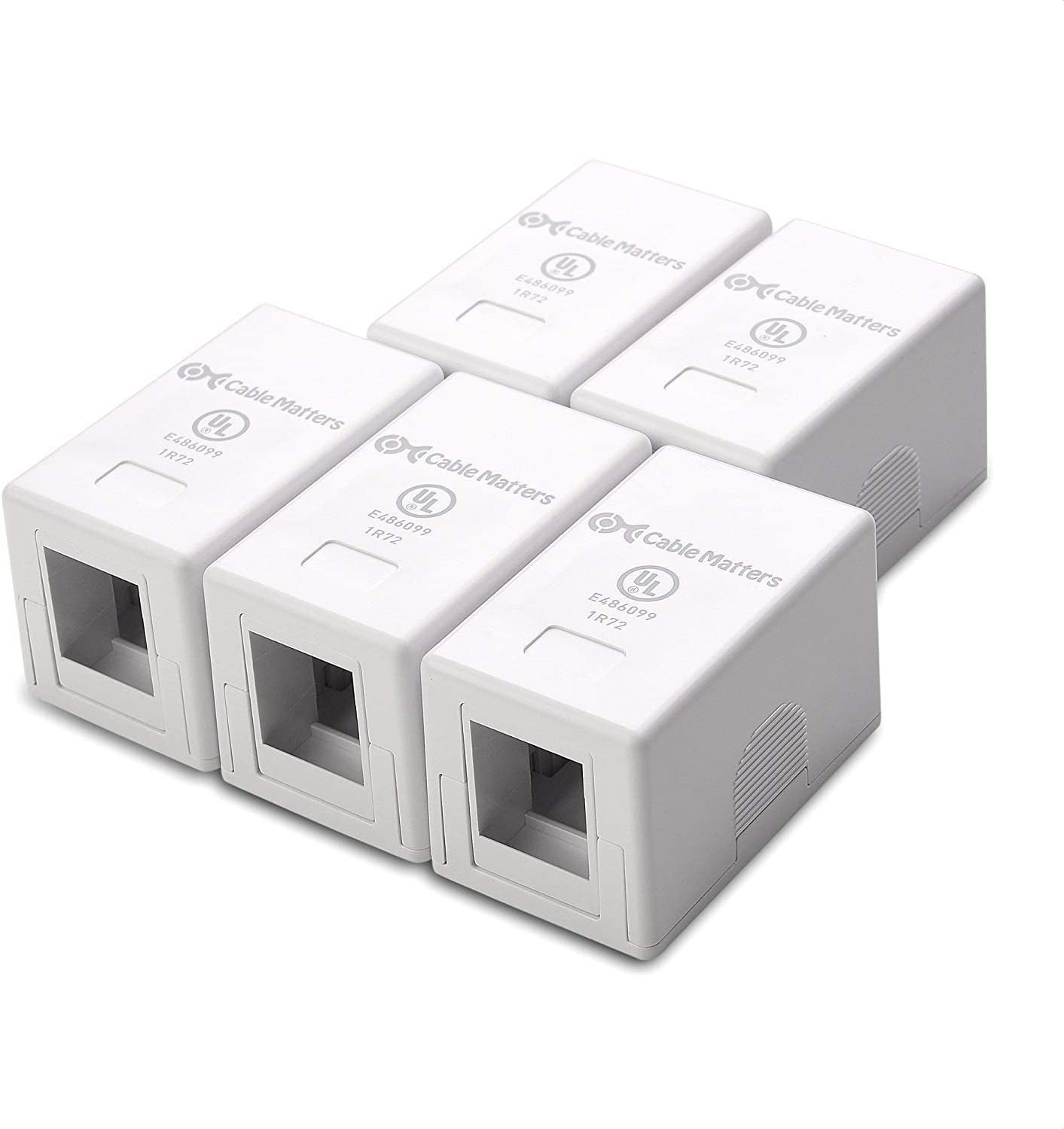 Cable Matters UL Listed 5-Pack 1-Port Keystone Jack Surface Mount Box ...