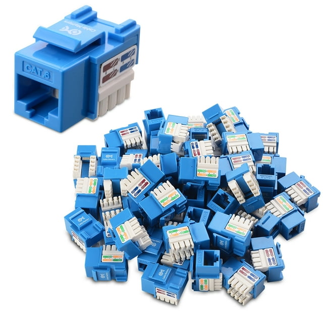 Cable Matters UL Listed 50-Pack RJ45 Keystone Jack in Blue and Keystone ...