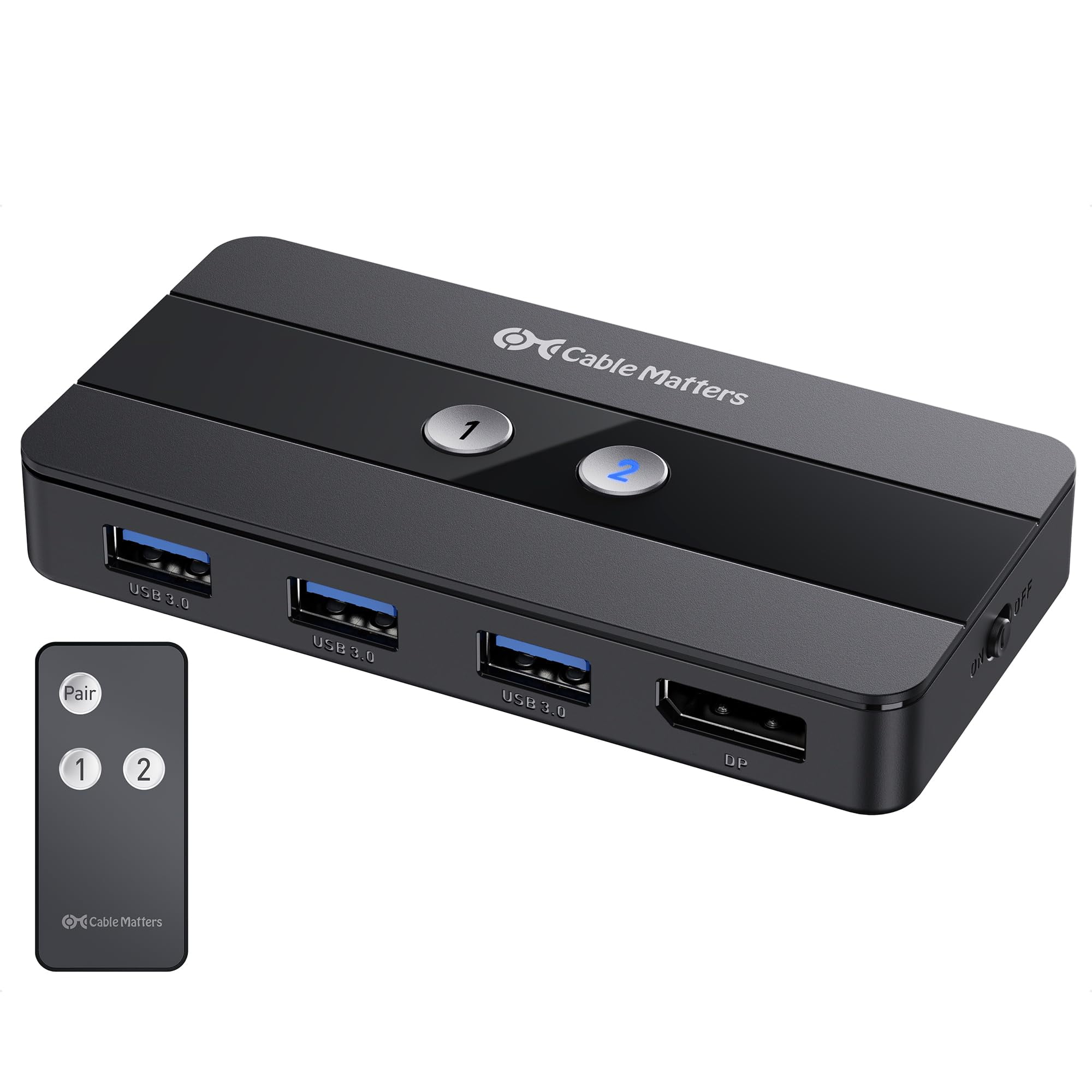 Cable Matters USB 3.0 KVM Switch DisplayPort 1.4 for 2 Computers with ...