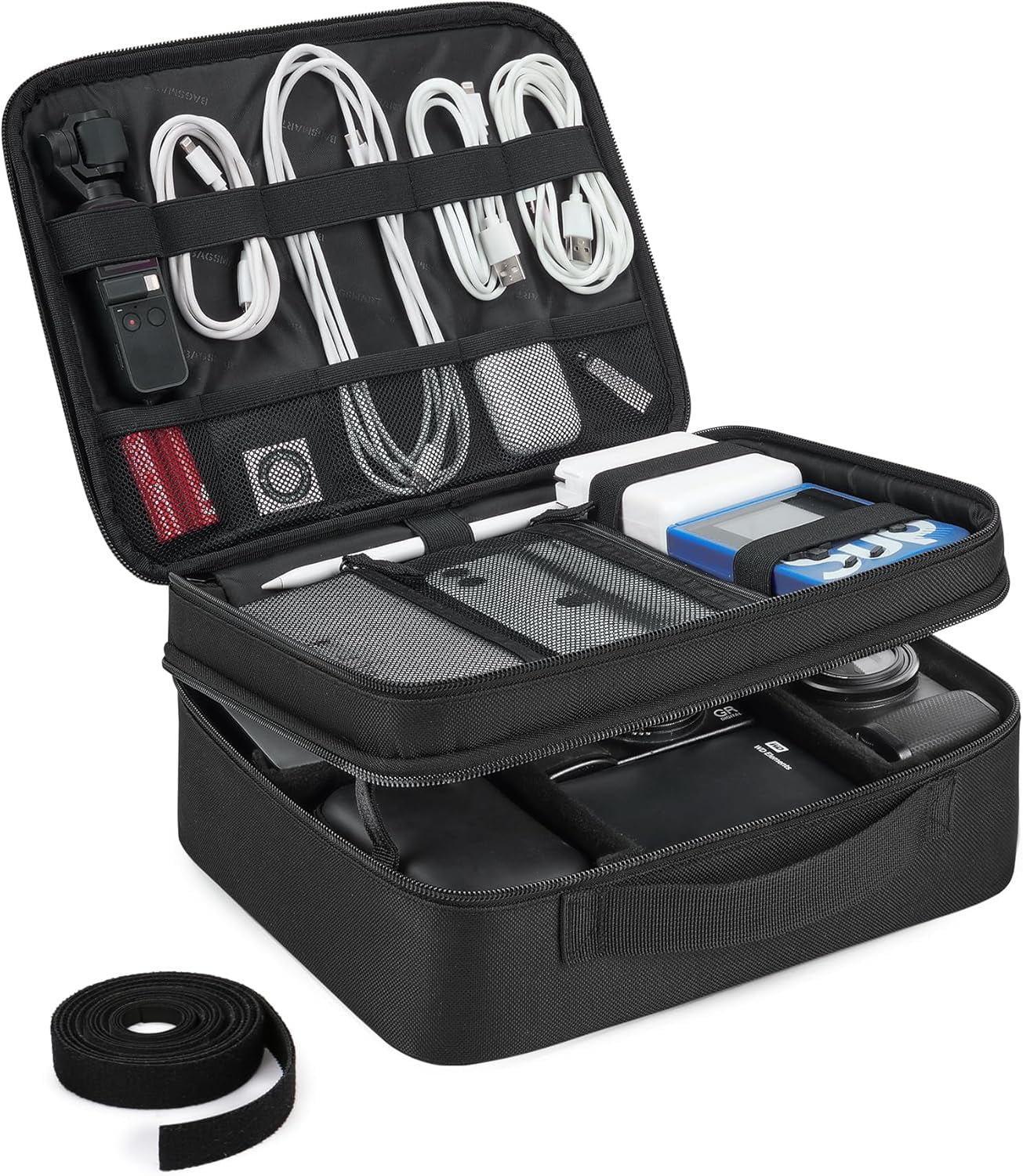 Cable Organizer Bag, Travel Electronics Organizer with Adjustable ...