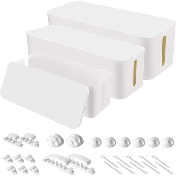 Cable Organizer Box Set of Three, Power Cover Cord Holder Surge ...