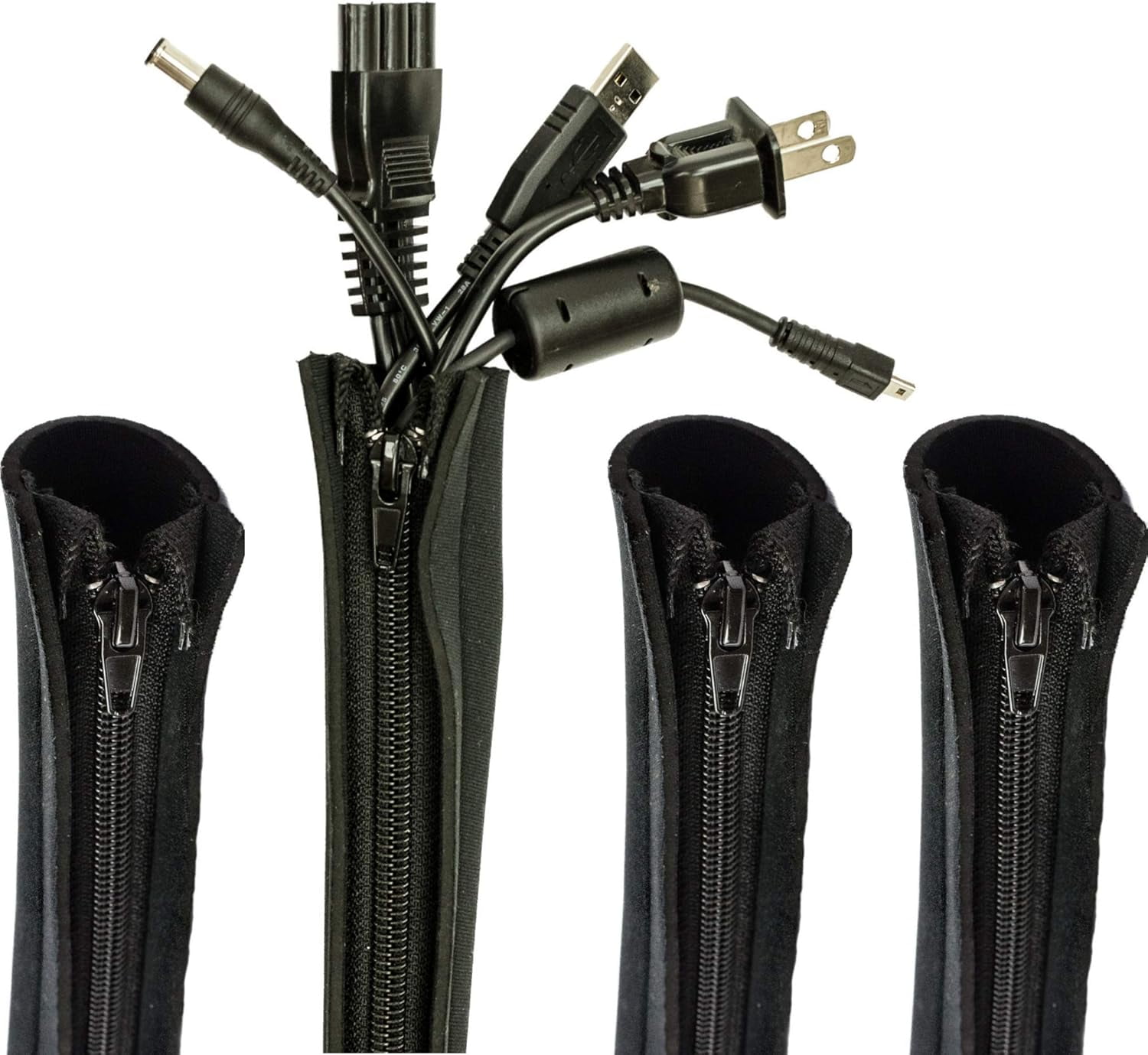 Cable Organizer Sleeve, 20 Inch Expandable Cord Concealment Wrap, Black ...